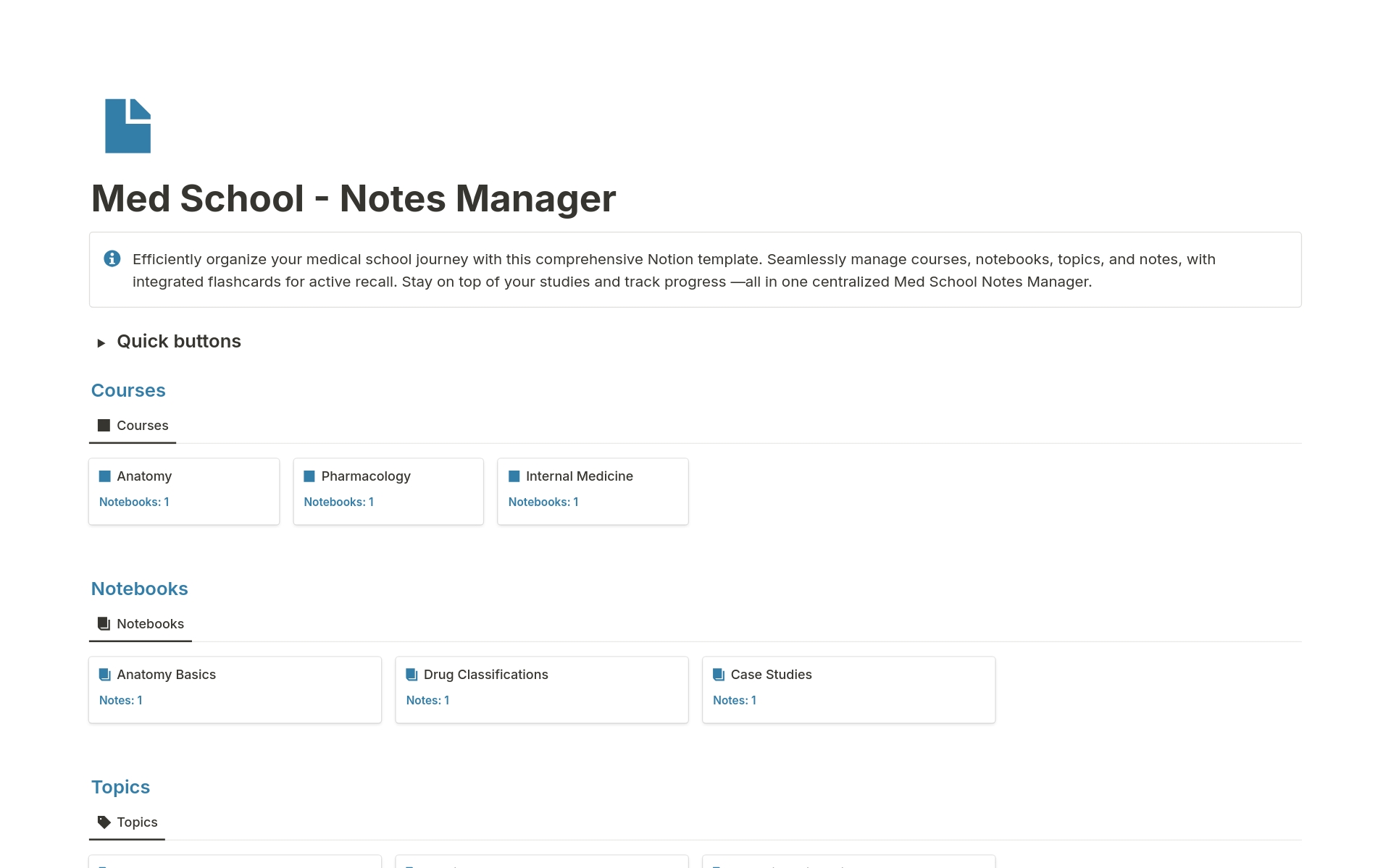 Med School - Notes Manager by MJ Pixel Master | Notion Template