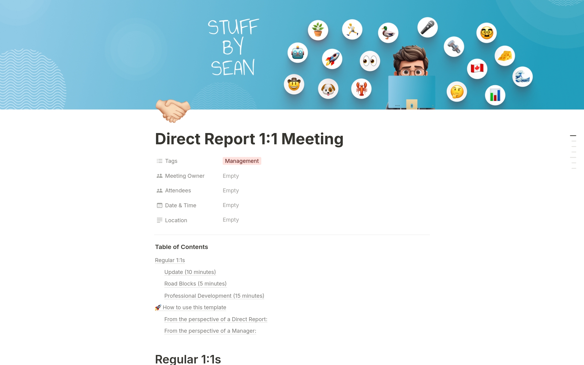 Direct Report 1:1 Meeting Template | Notion Marketplace
