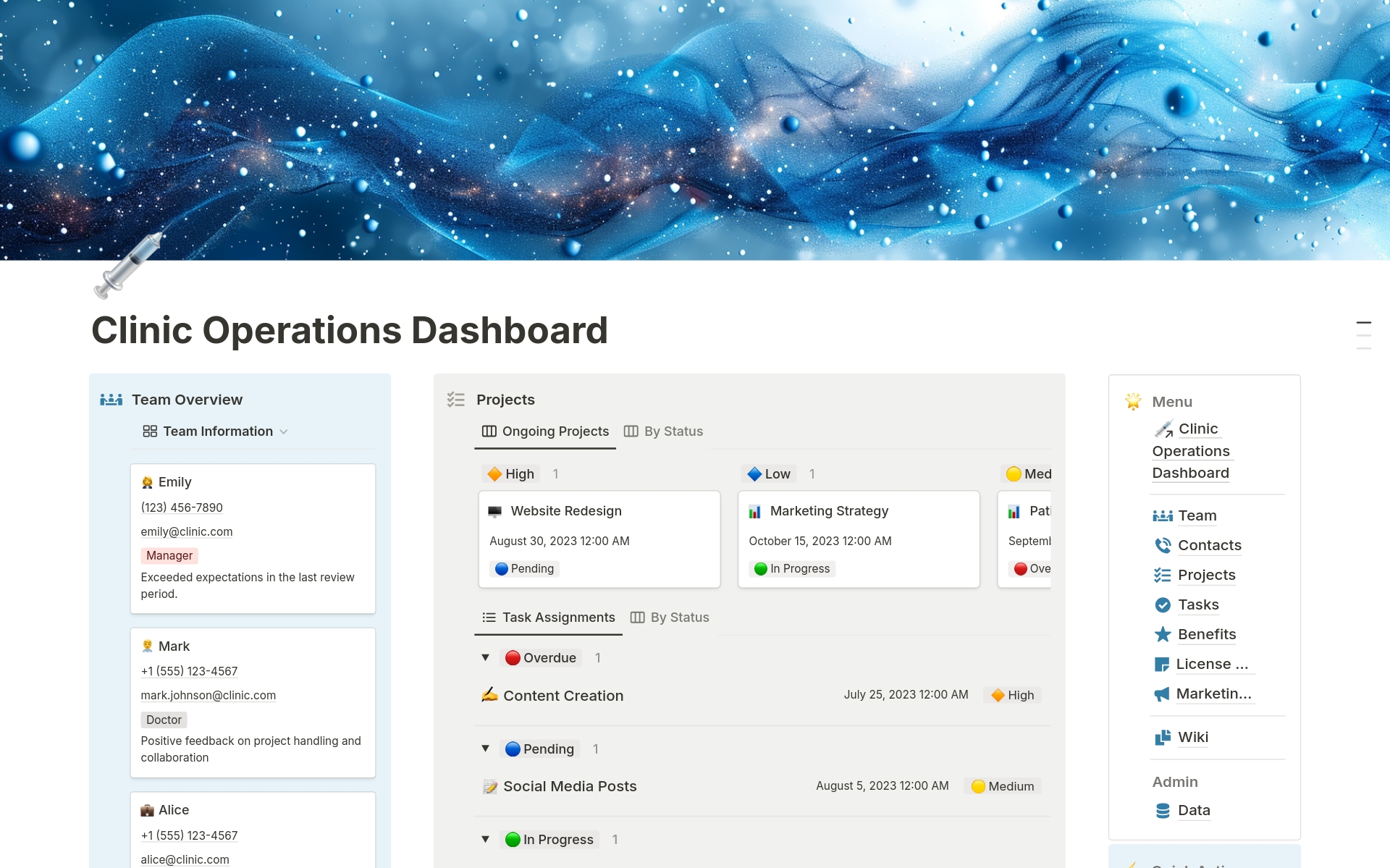 Clinic Operations Management Template by Ian Dikhtiar | Notion Marketplace