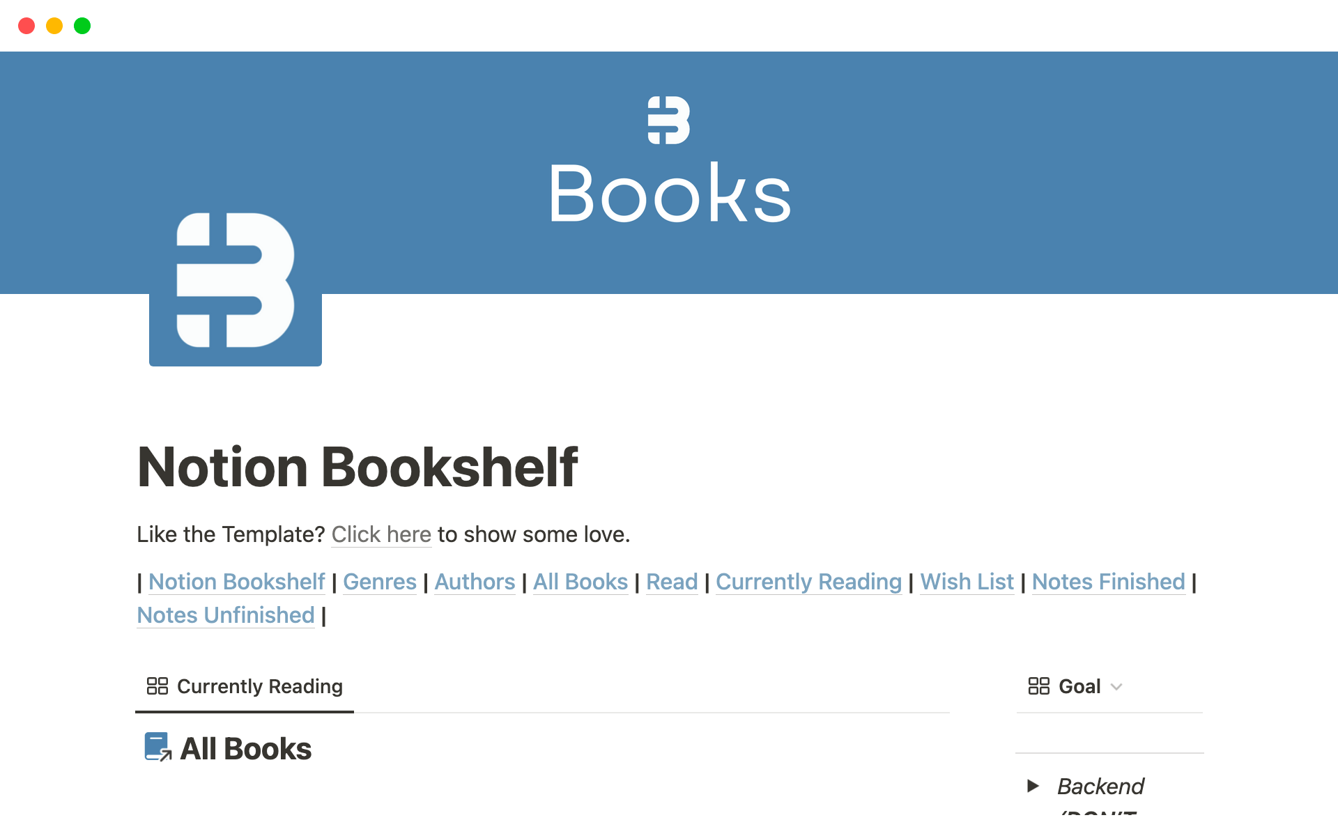 Notion Bookshelf Template By James Ebringer Notion Marketplace