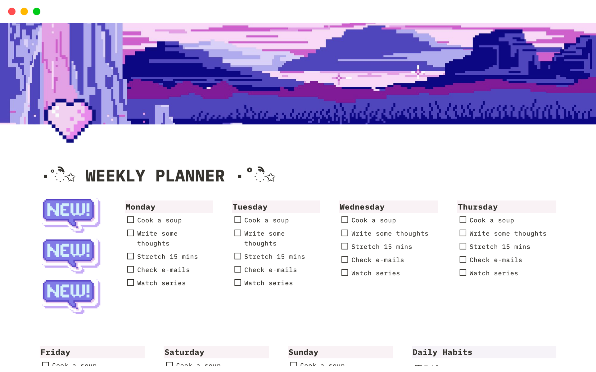aesthetic weekly planner Template | Notion Marketplace aesthetic weekly planner Template | Notion Marketplace