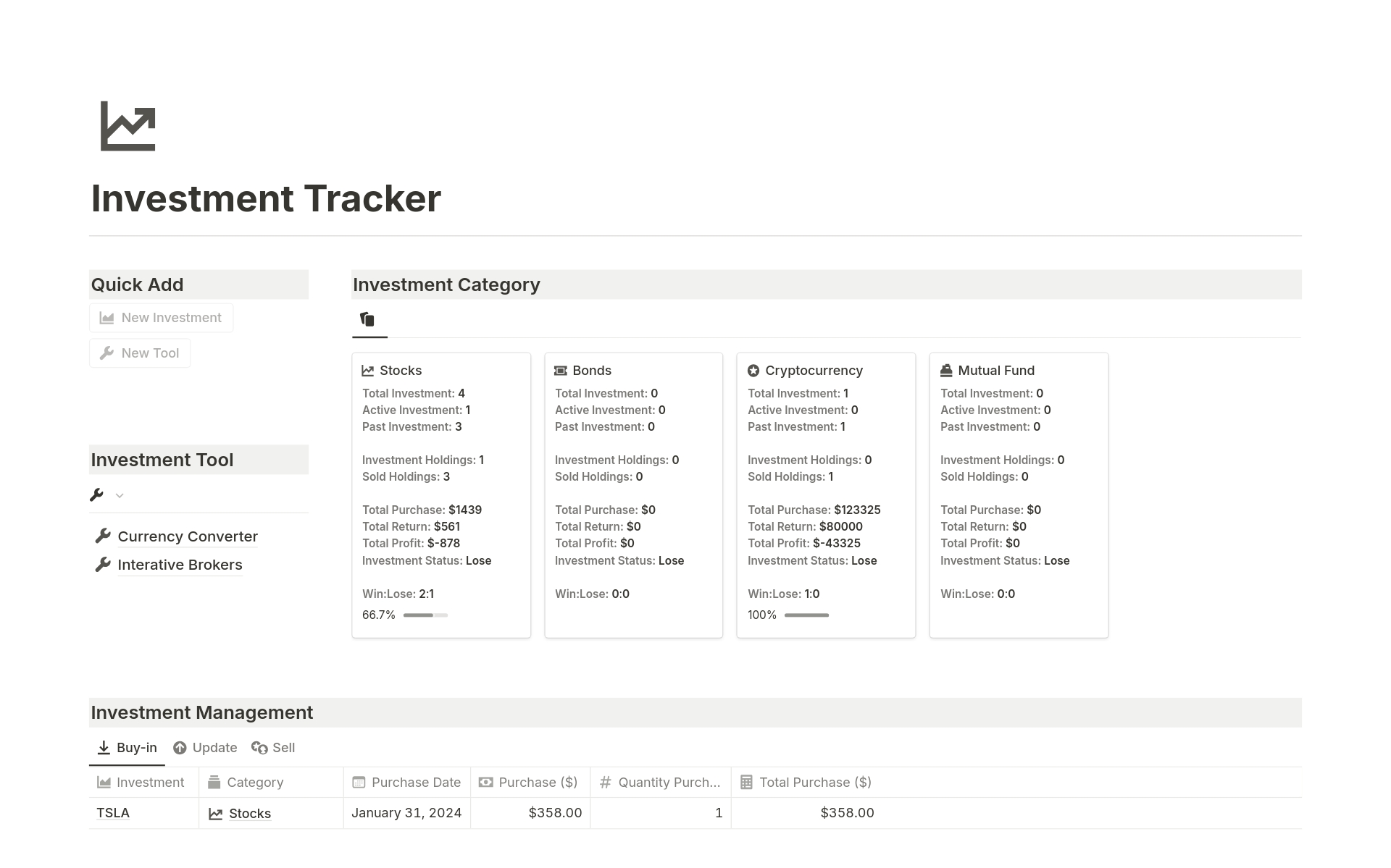 Investment Tracker Template | Notion Marketplace