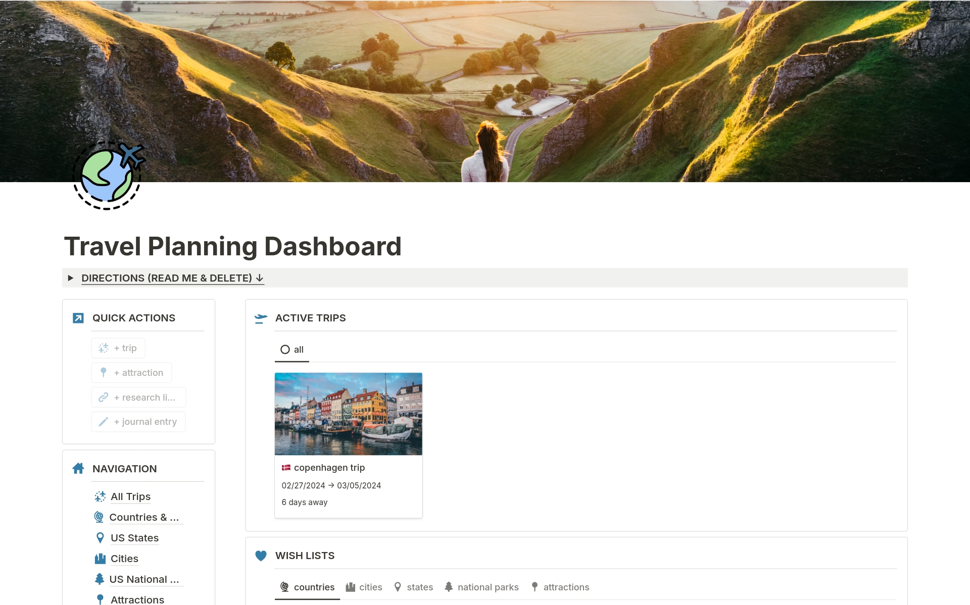 Travel Planning Dashboard Template | Notion Marketplace