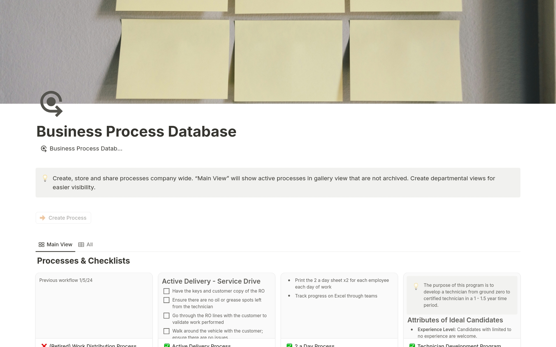 Business Process Database Template | Notion Marketplace