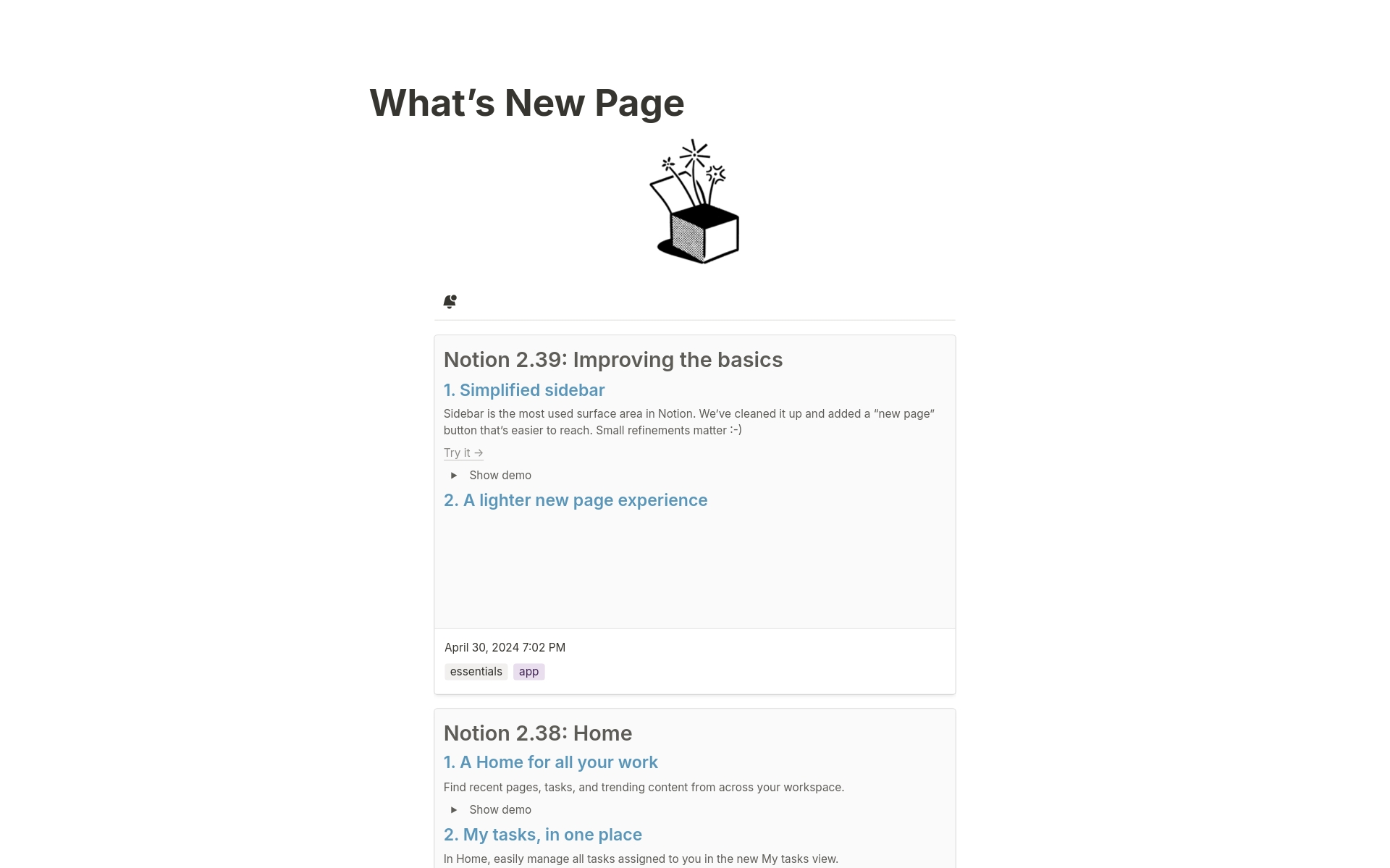 What's New Page Template by adasq | Notion Marketplace