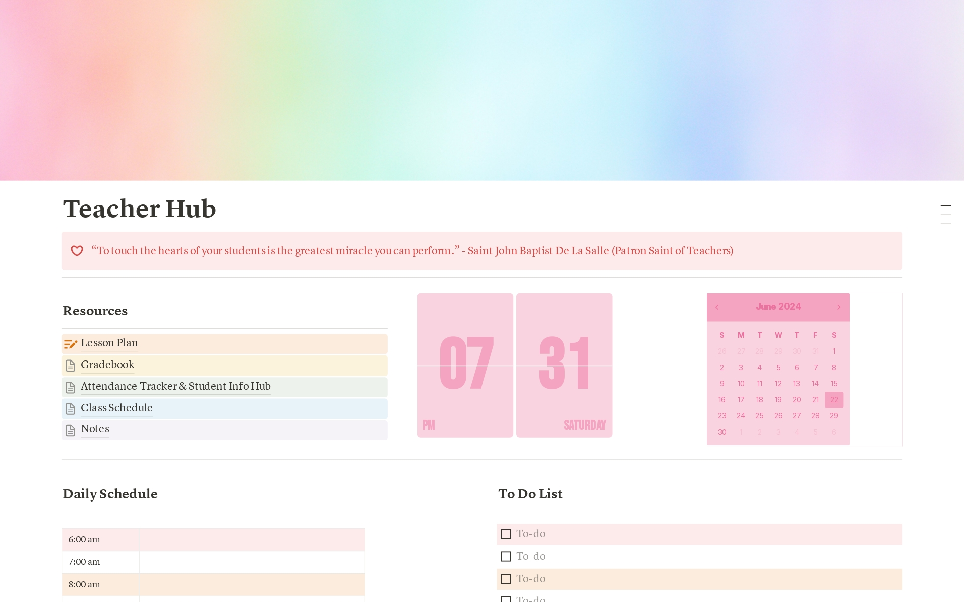Teacher Hub by Maile | Notion Template