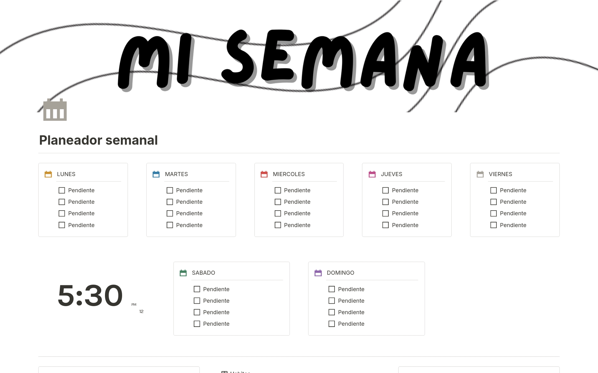 Planeador Semanal creada por IdealInko | Plantilla de Notion