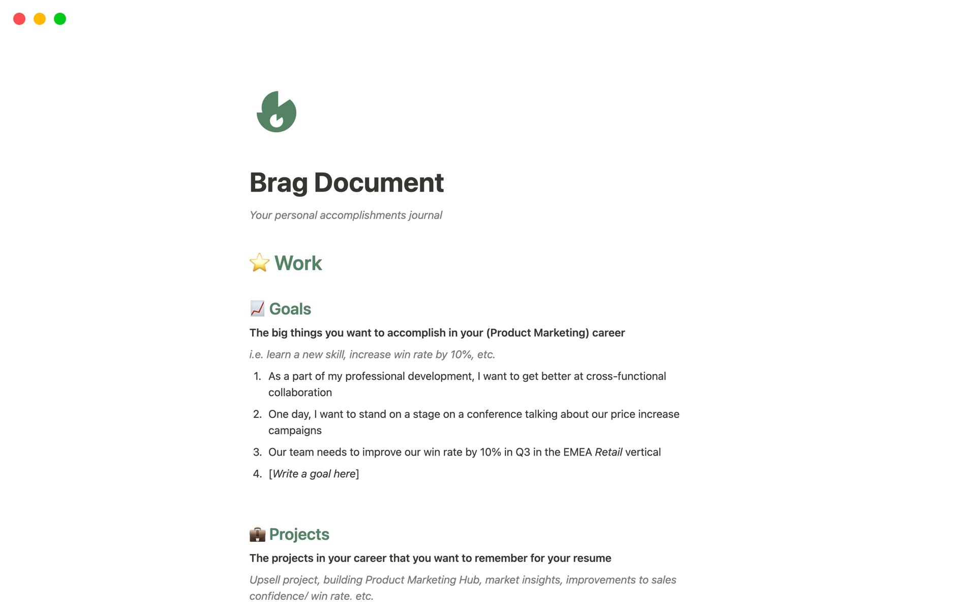Brag Document Template by Stefanos Karakasis | Notion Marketplace