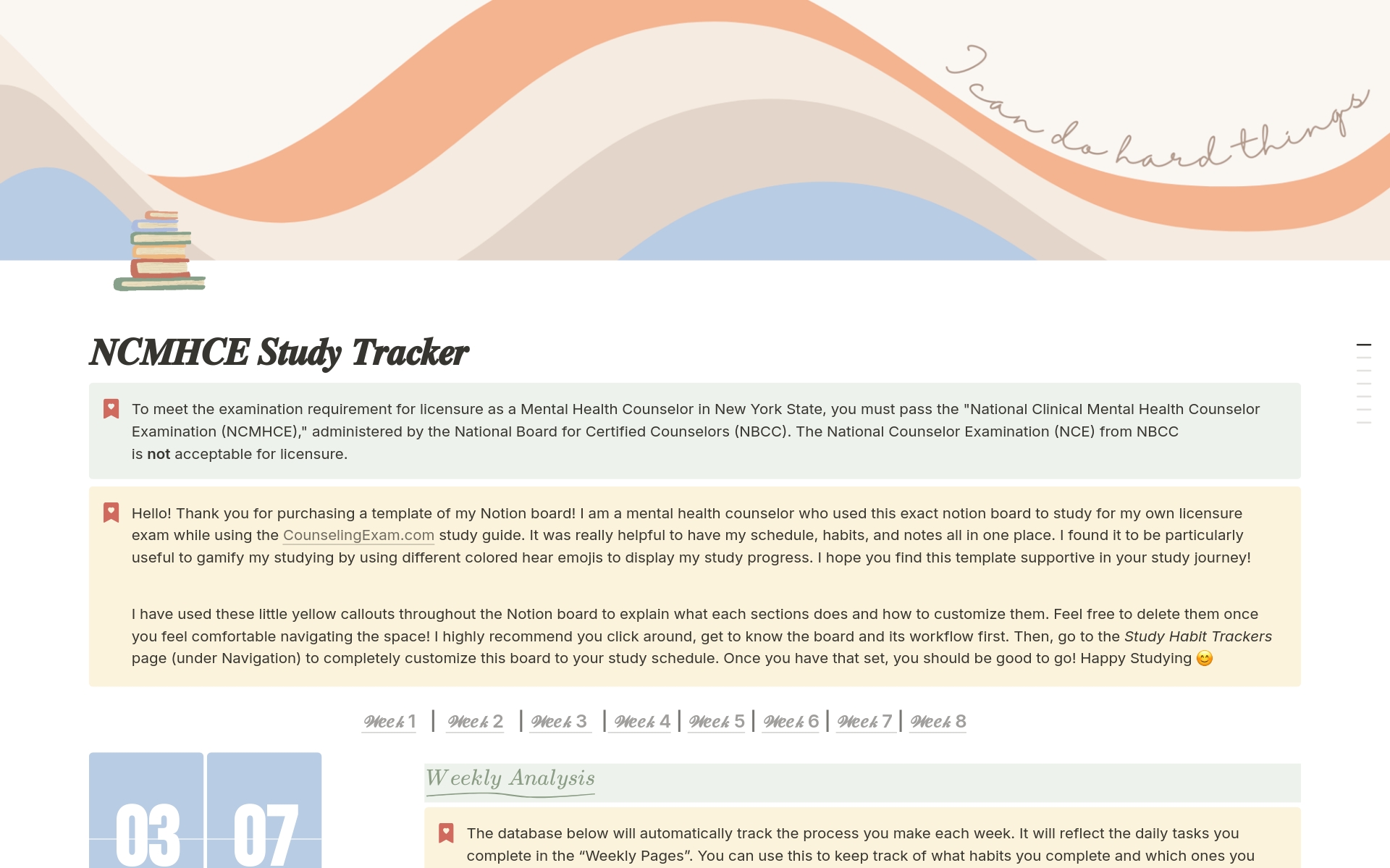 NCMHCE Aesthetic Study Tracker | Notion Template