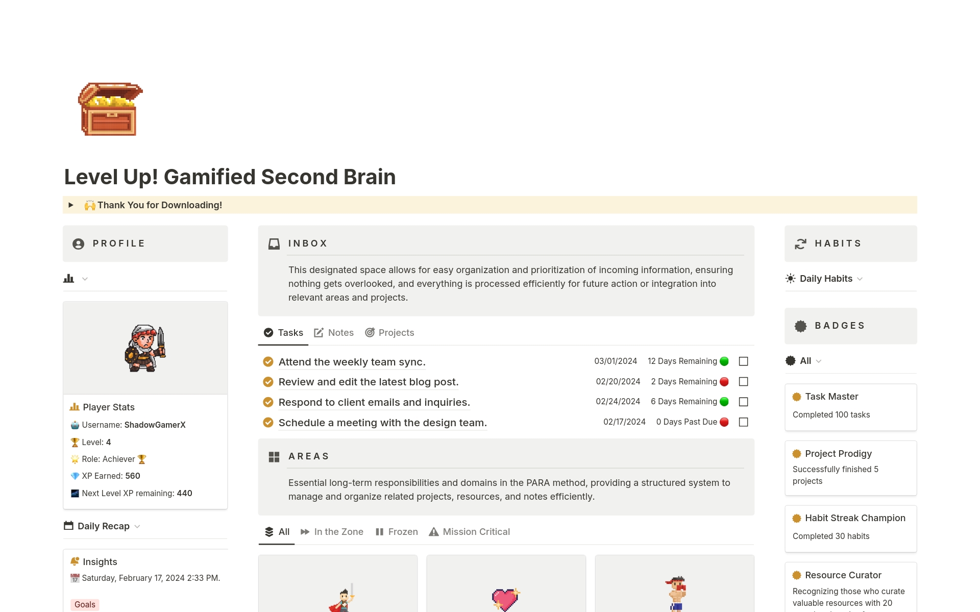 Level Up! Gamified Second Brain Template | Notion Marketplace