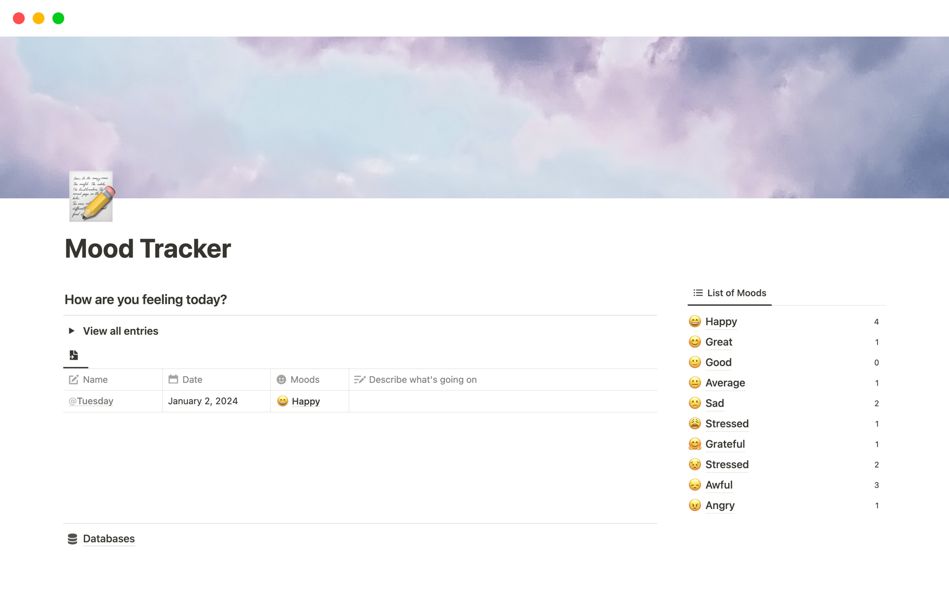 Mood Tracker by HitaNotion | Notion Template