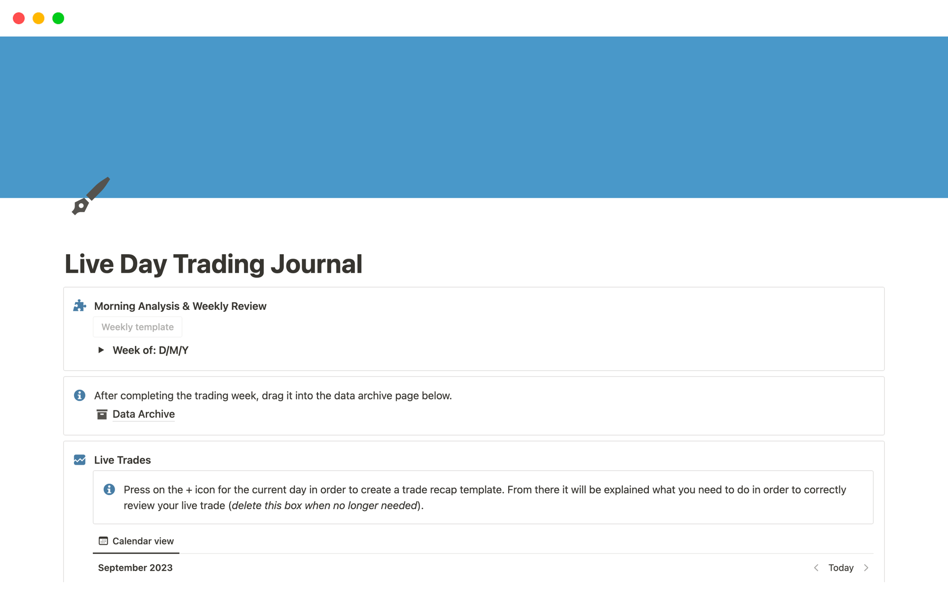 Live Day Trading Journal Template by Jacob Hurley | Notion Marketplace