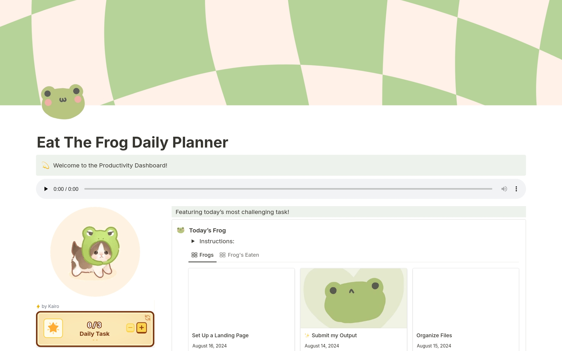 Eat The Frog Template by Grace Digitals Co. | Notion Marketplace