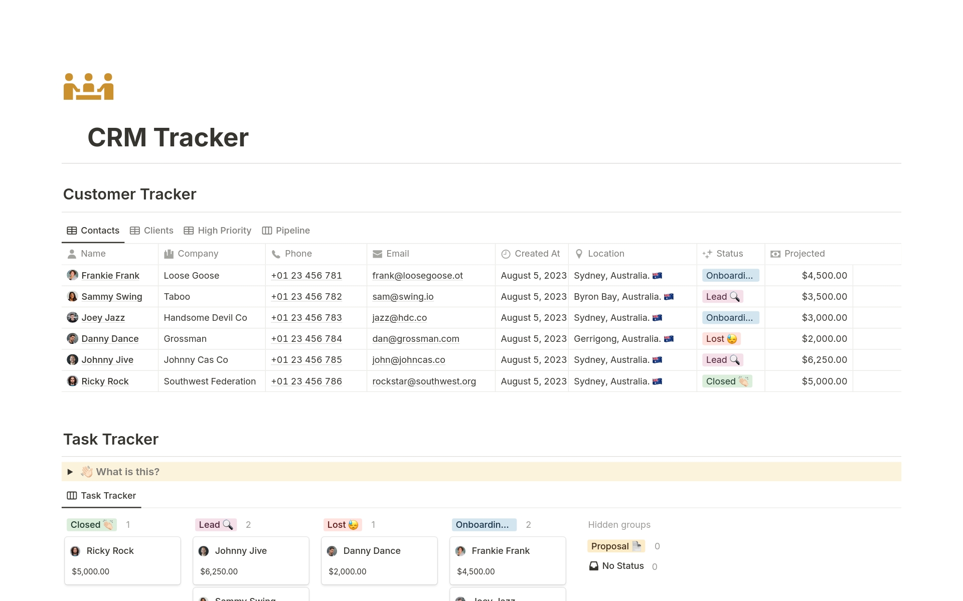 CRM Tracker Template | Notion Marketplace