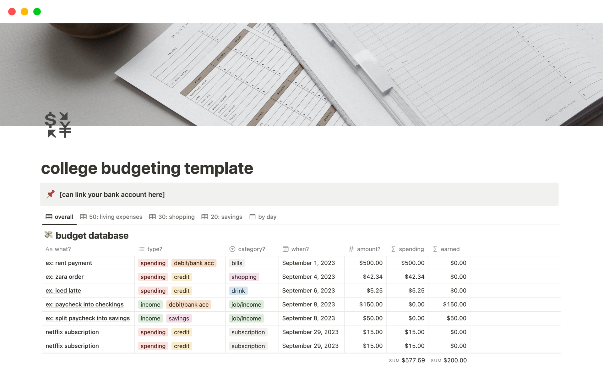 college budgeting template Template by anna katherine | Notion Marketplace