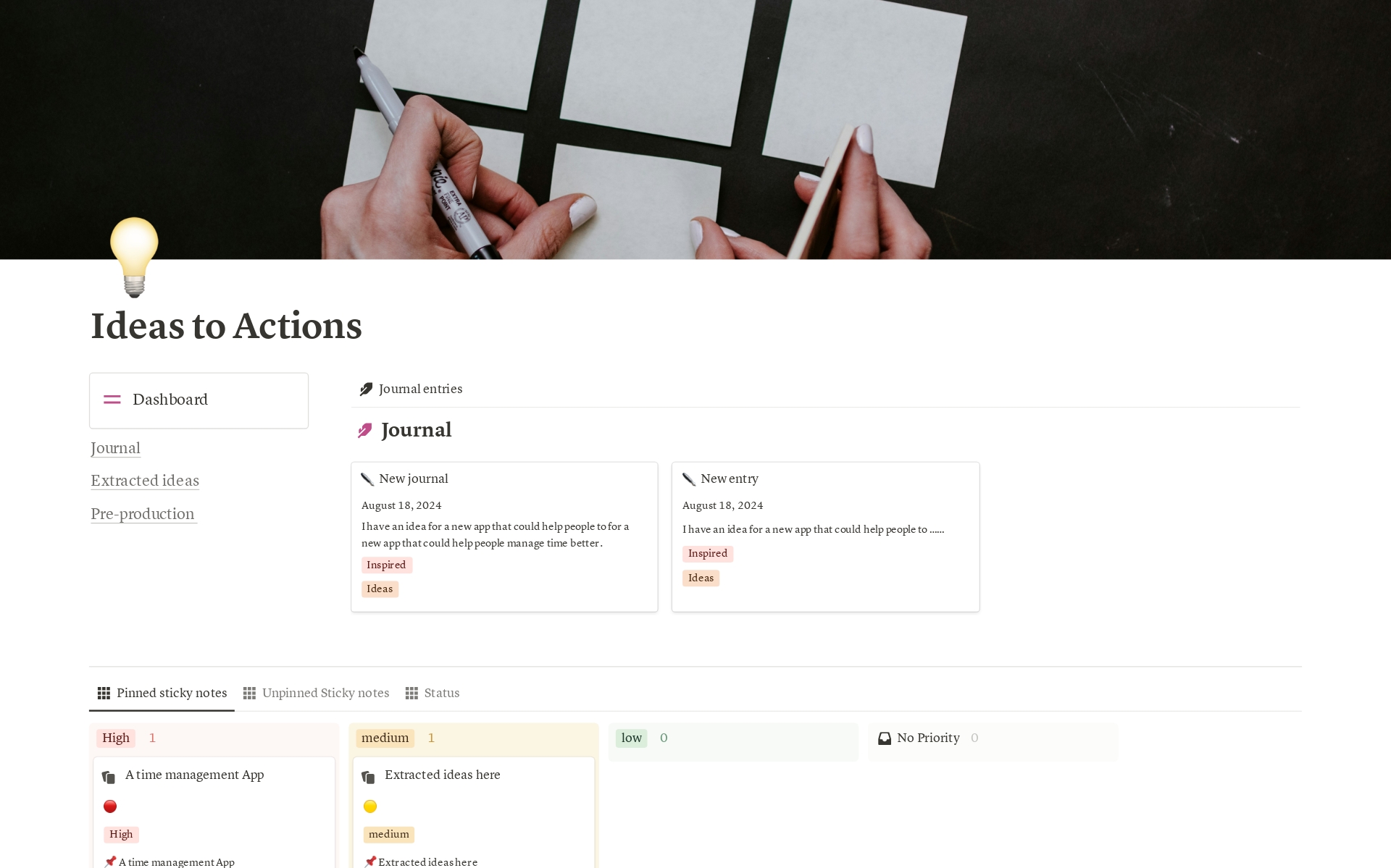 Ideas to Actions Template | Notion Marketplace