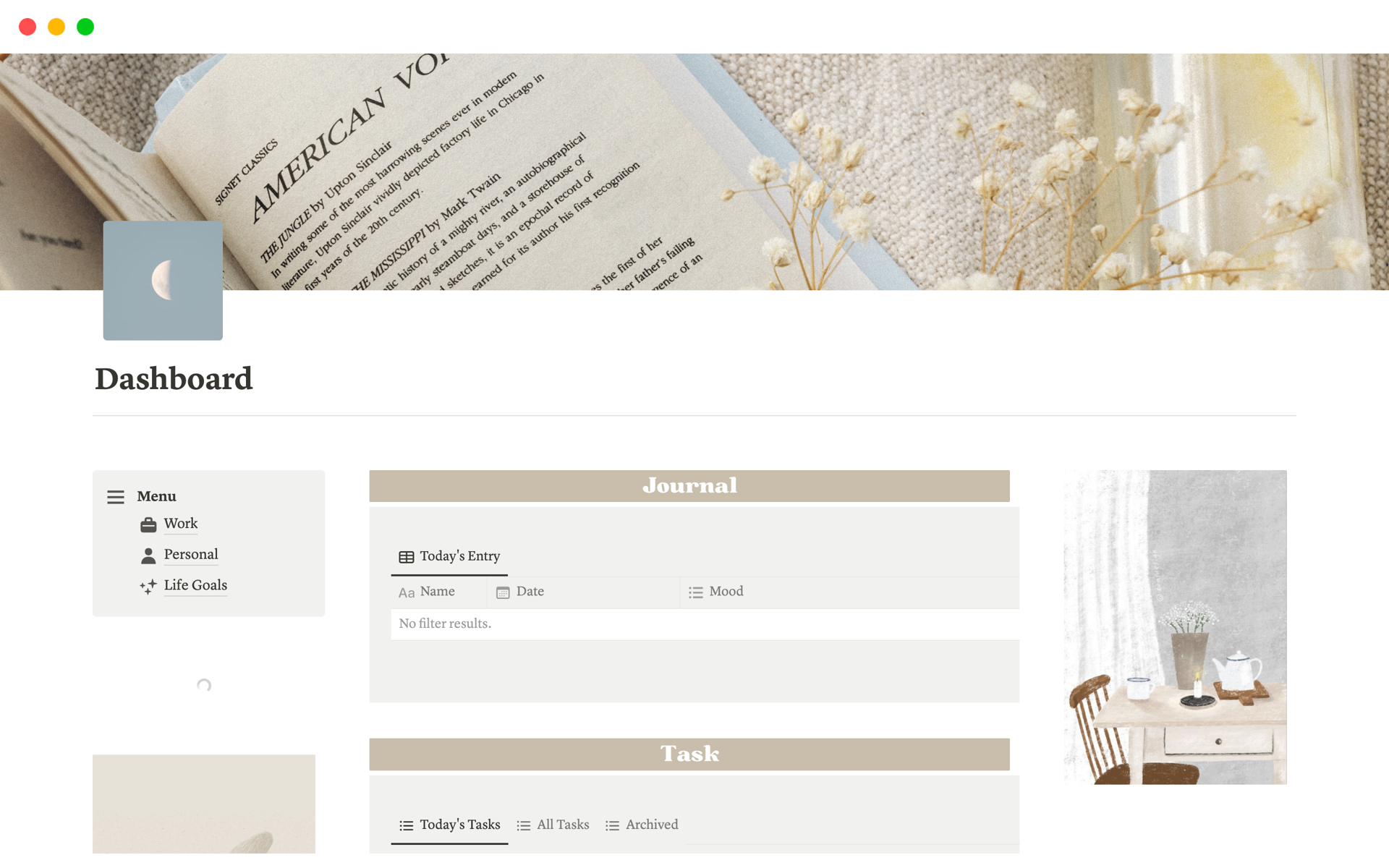 Aesthetic Dashboard Template by macqiato | Notion Marketplace