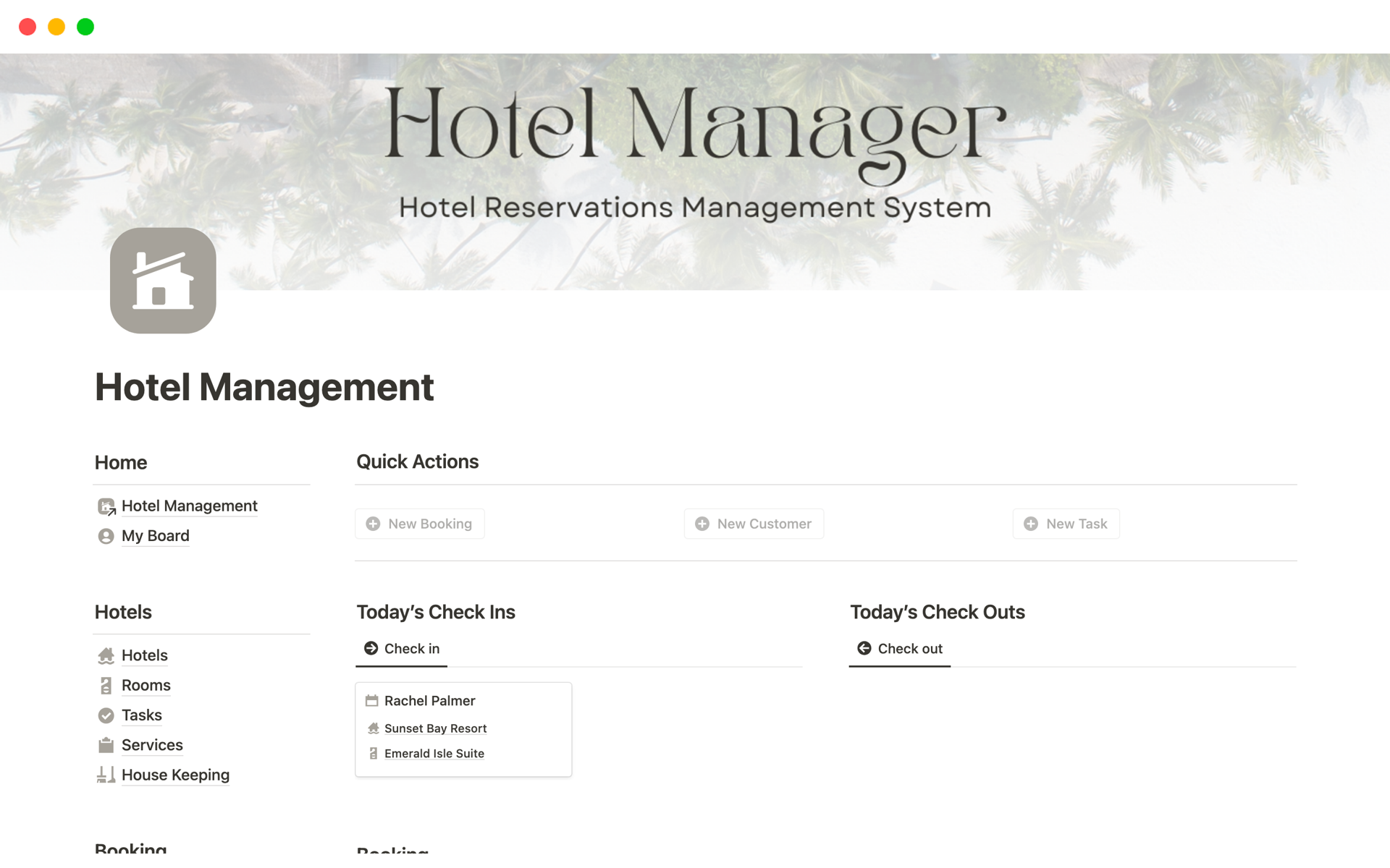 Hotel Management Template | Notion Marketplace