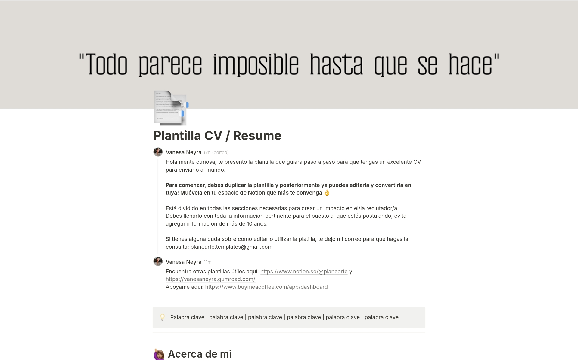 Plantilla CV / Resume | Notion Marketplace
