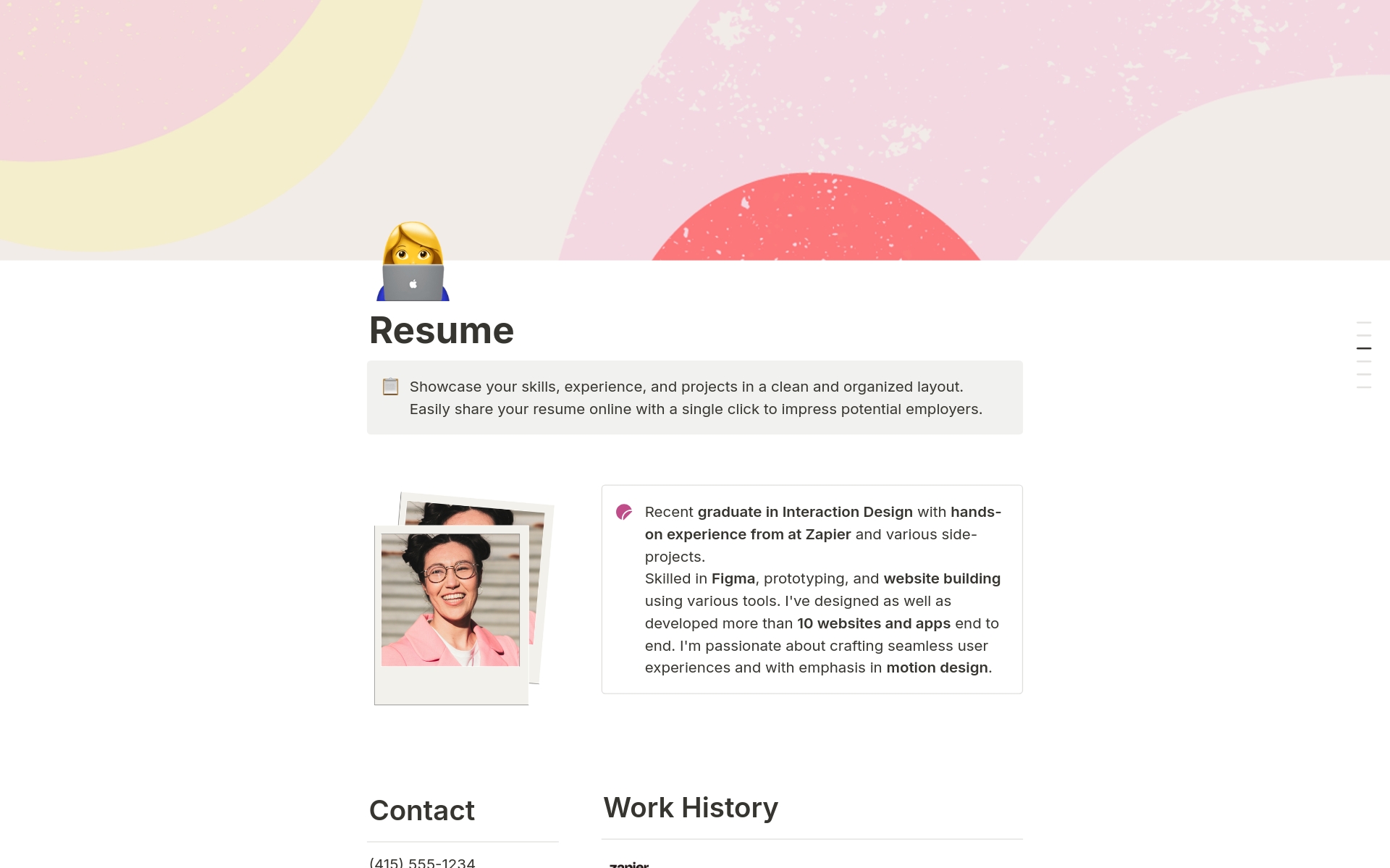 Resumé Template by Filipa Sofia 🌼 ADHD | Life | Organization | Notion ...