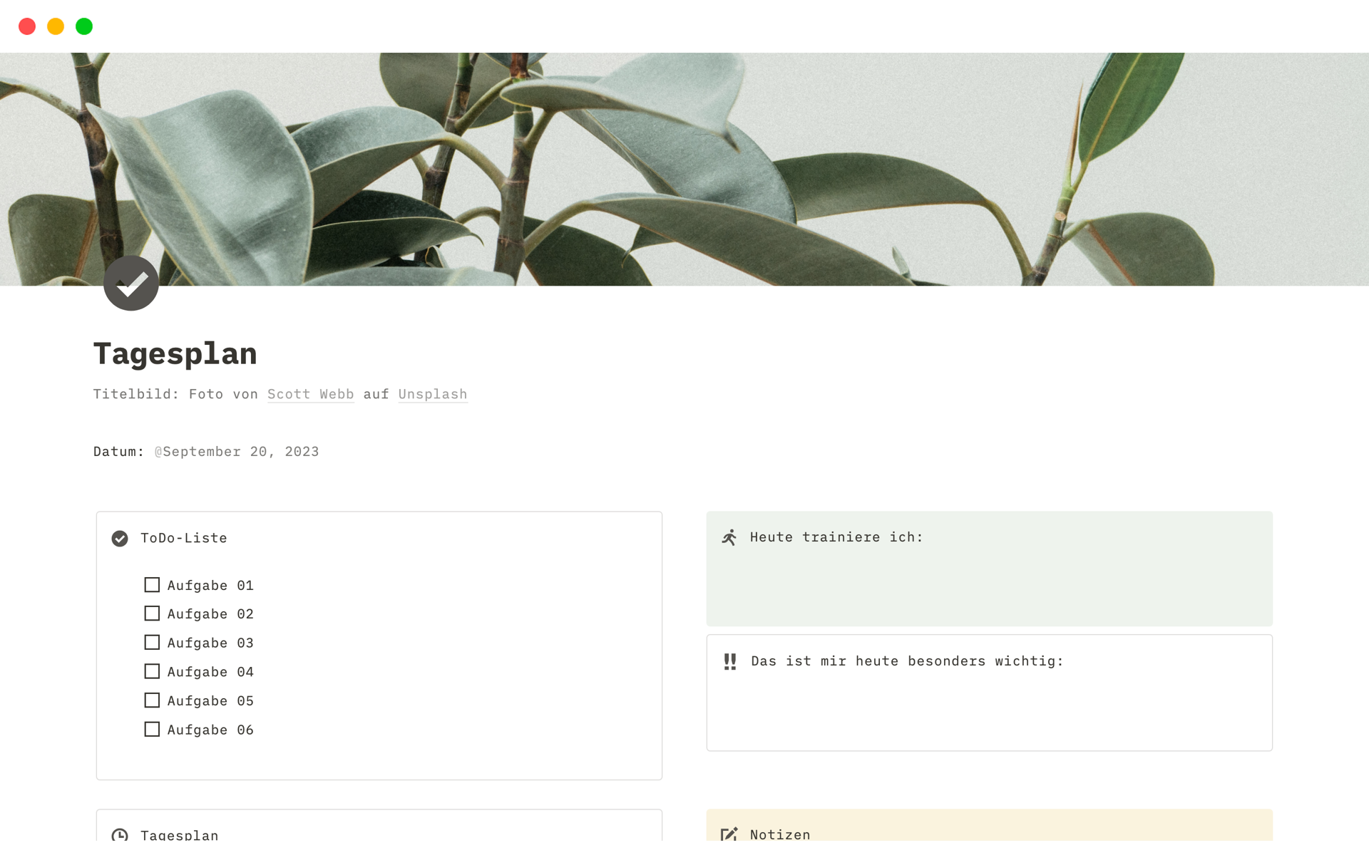 Tagesplan | Notion-Vorlage
