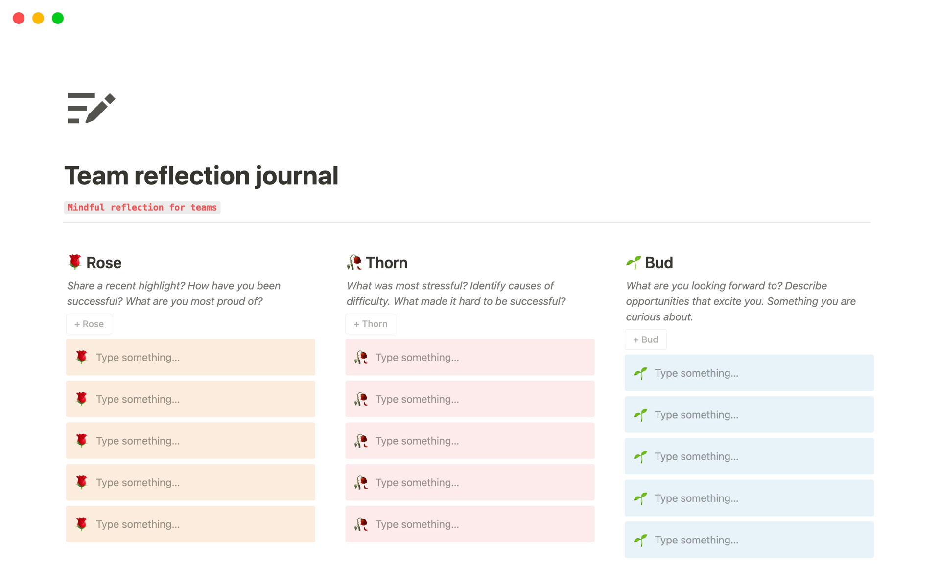 Team reflection journal Template | Notion Marketplace