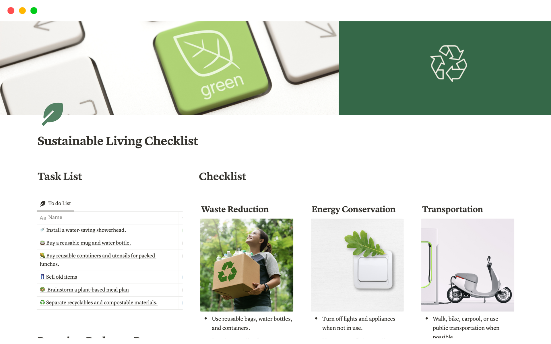 Eco-friendly Sustainable Living Template | Notion Marketplace
