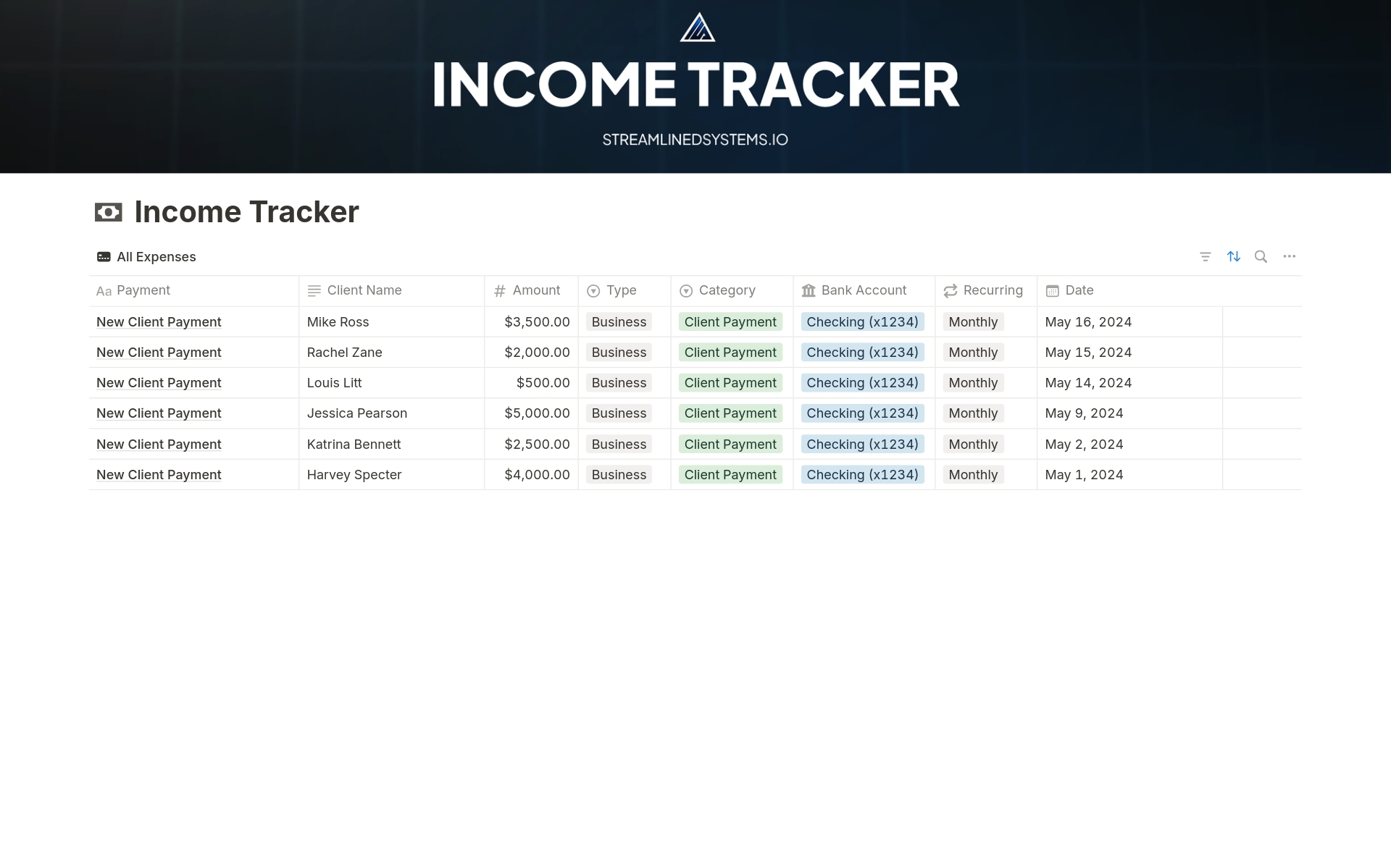 Income Tracker | Notion Template