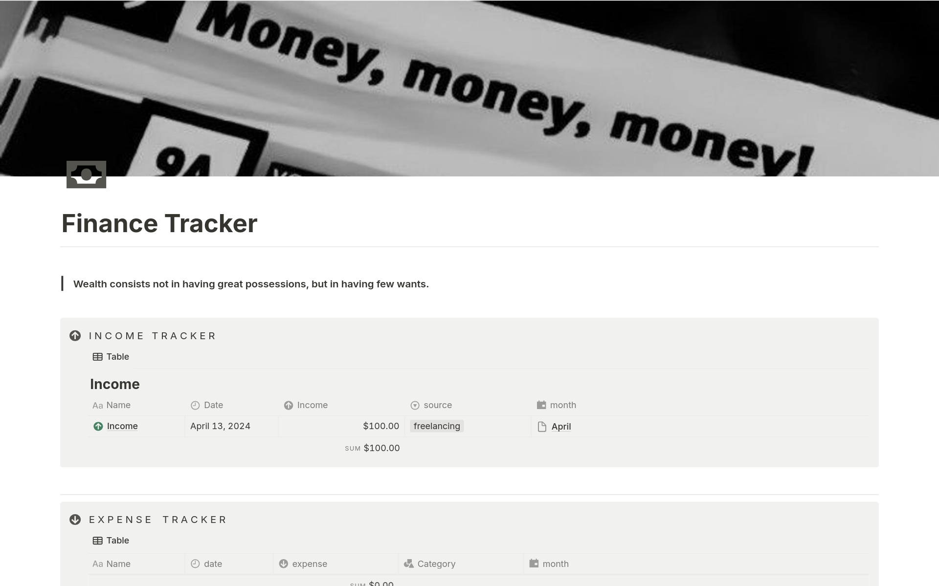 Finance Tracker by TheNotionGuy | Notion Template