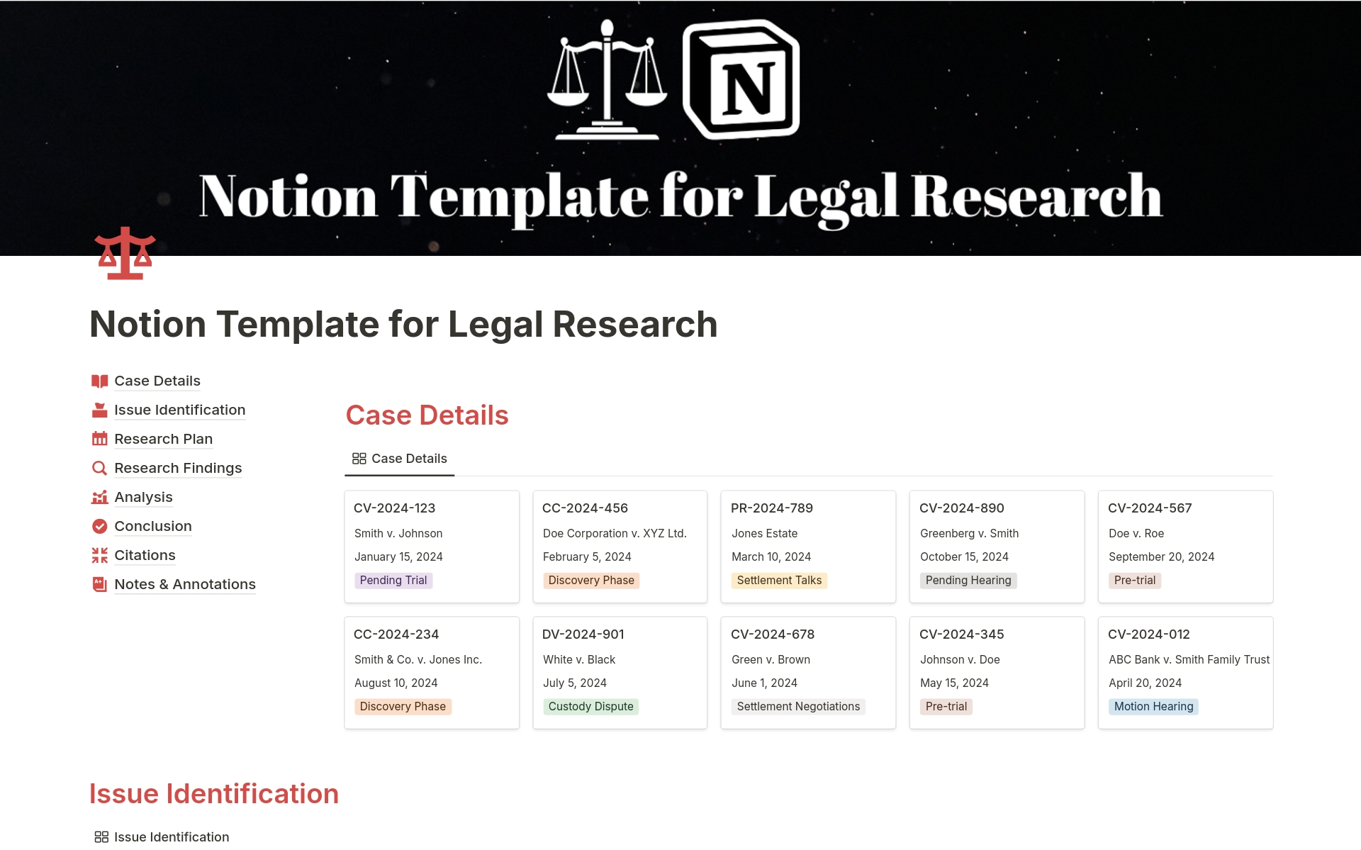 Lawyers Legal Research Template by Ismail Store | Notion Marketplace
