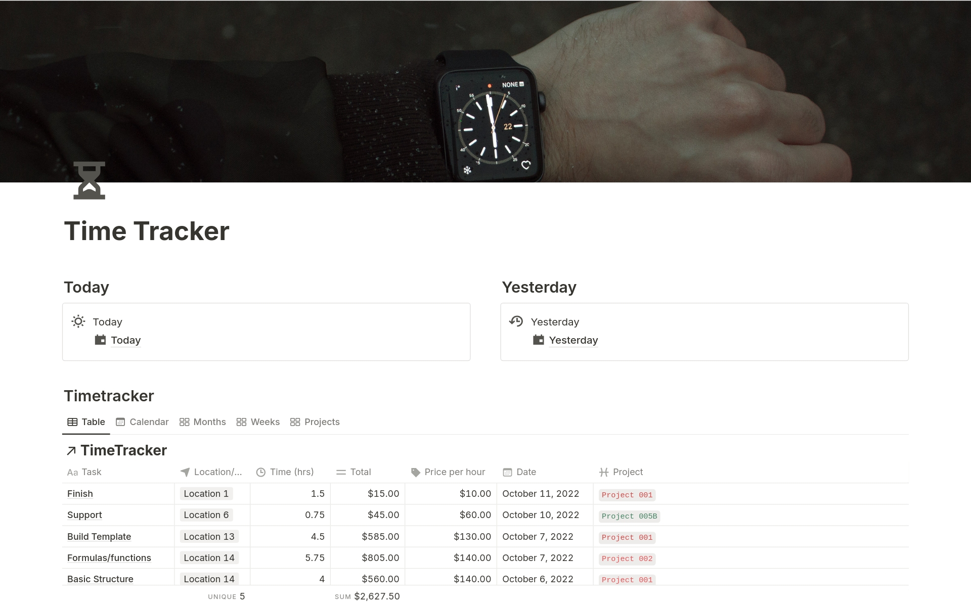 Time Tracker Template by Severin Schuetz | Notion Marketplace