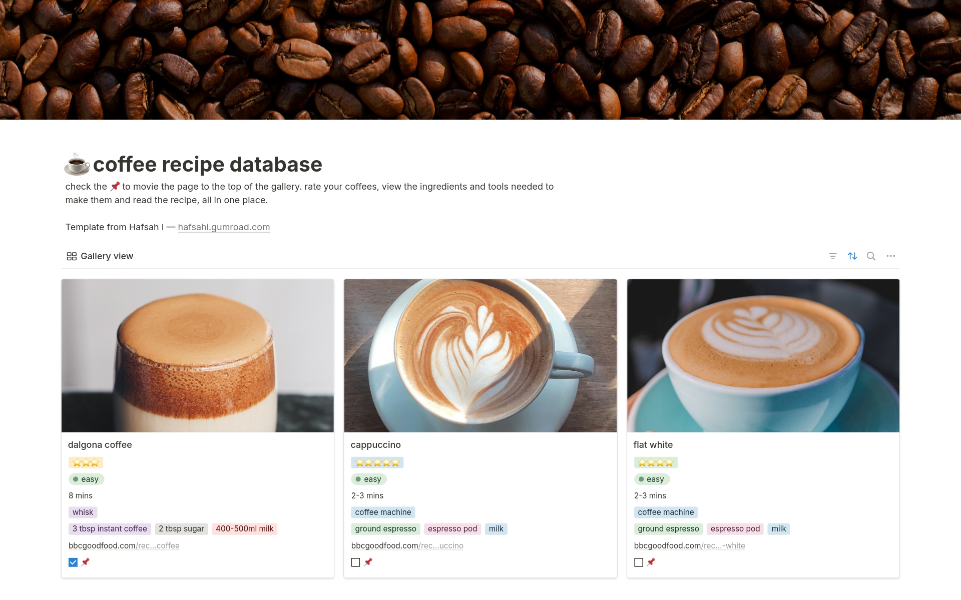 Coffee Recipe Database Template | Notion Marketplace