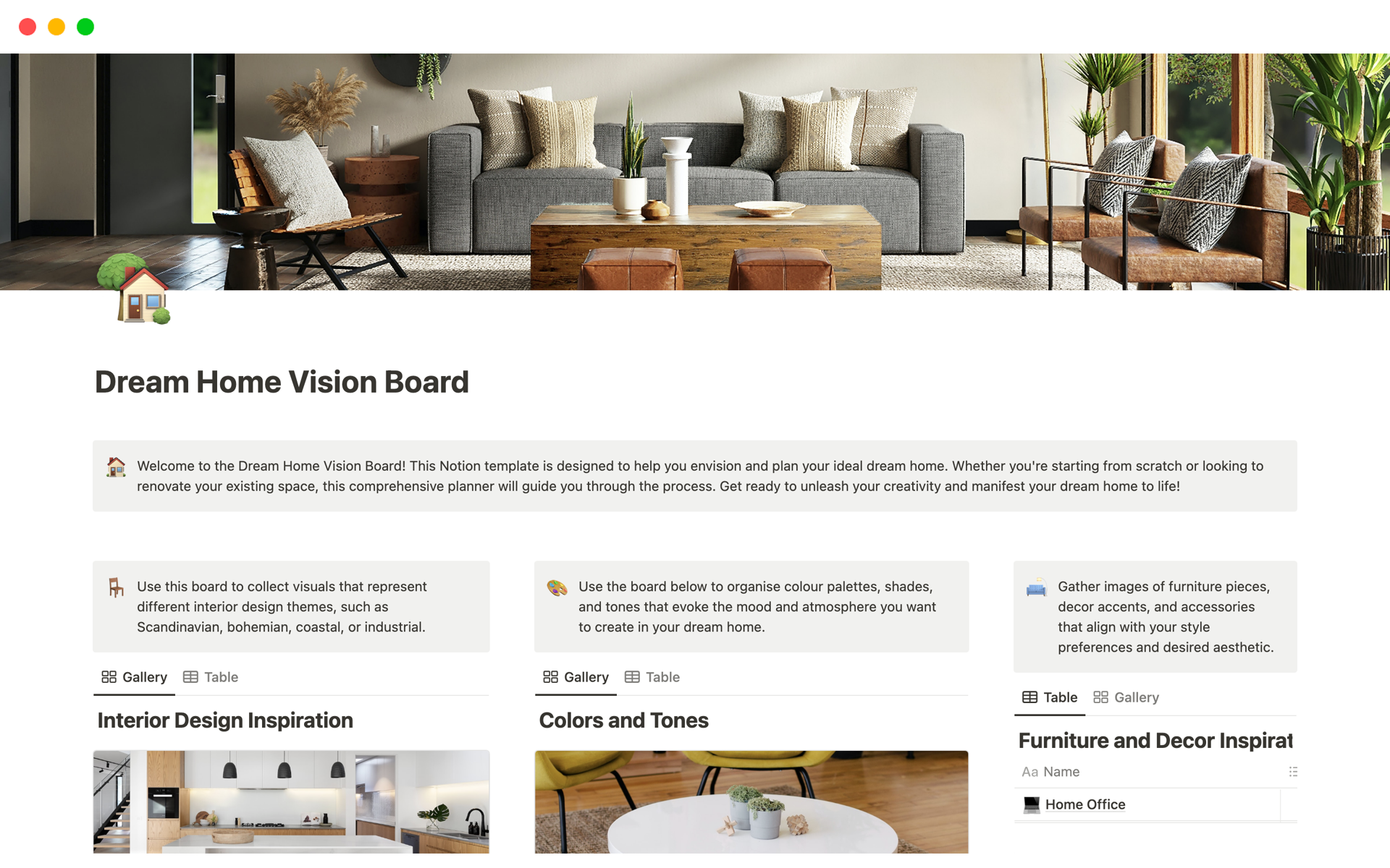 Dream Home Vision Board Template by Idea Palette | Notion Marketplace