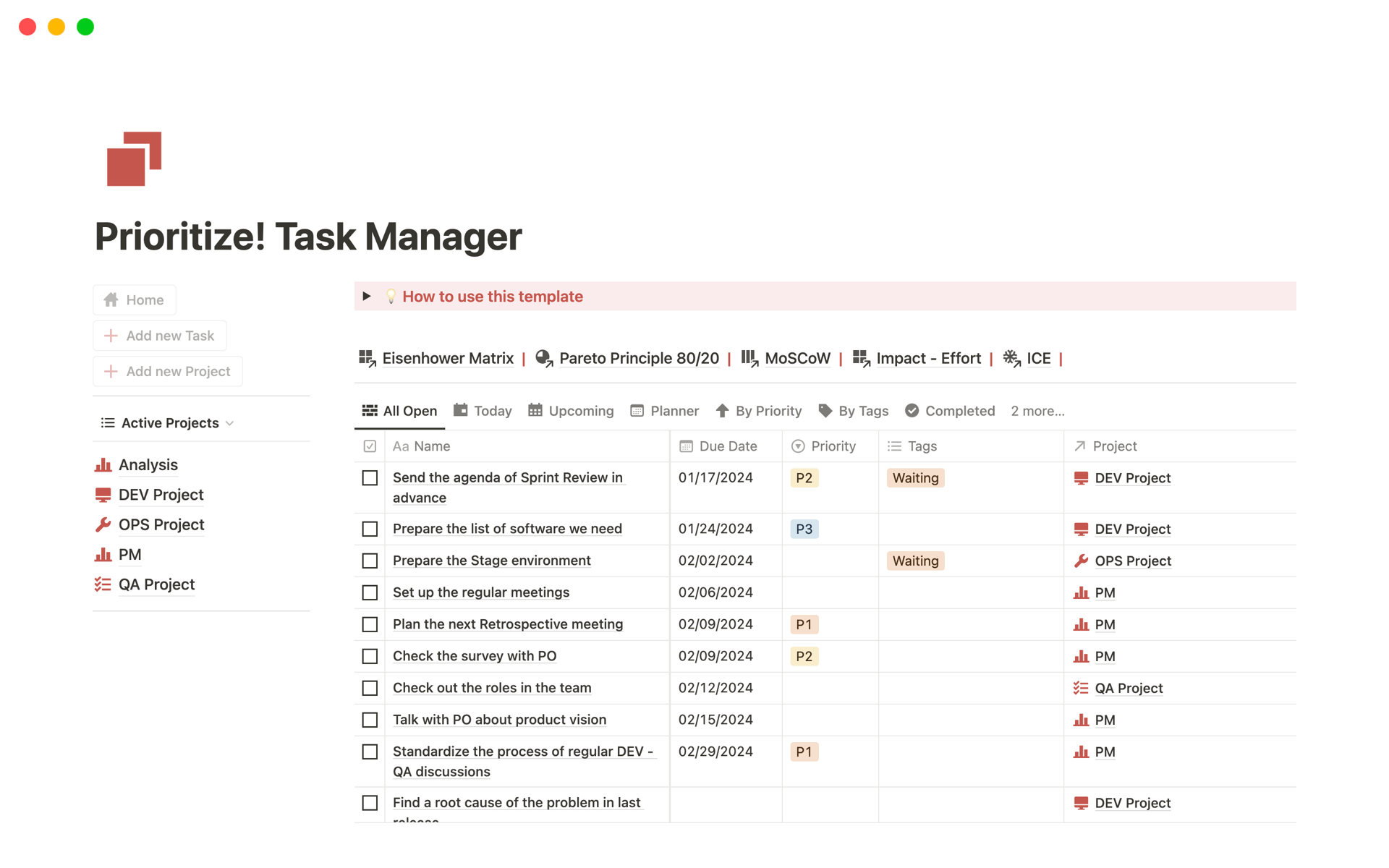 Prioritize! Task Manager Template | Notion Marketplace