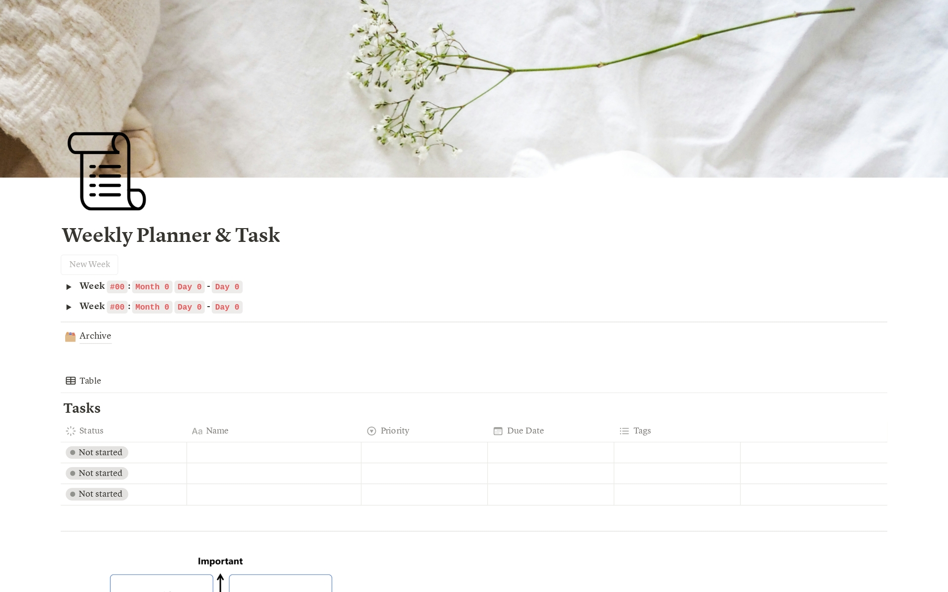 weekly to-do | Notion Template