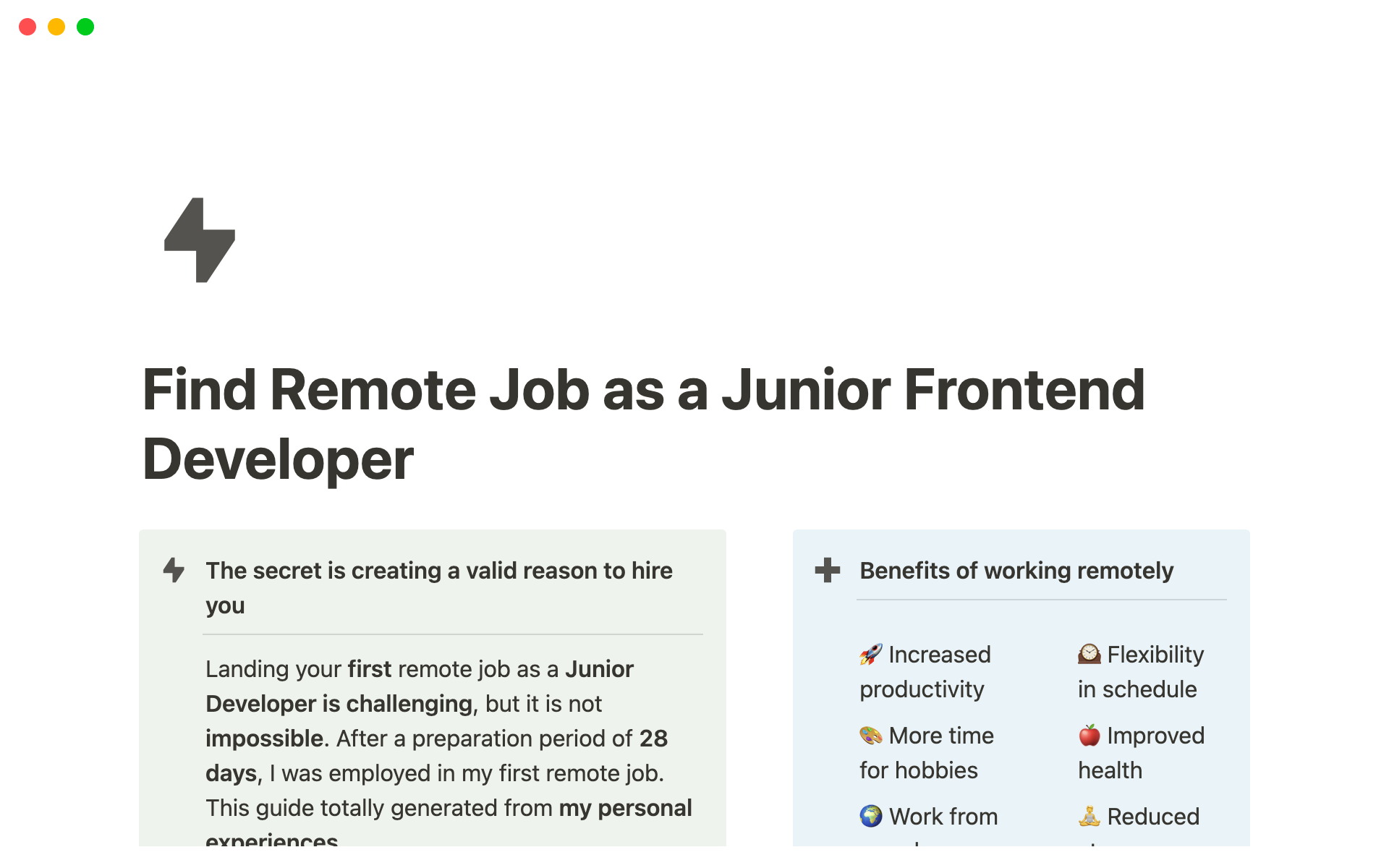 Find Remote Job as a Junior Frontend Developer Template | Notion ... Find Remote Job as a Junior Frontend Developer Template | Notion ...