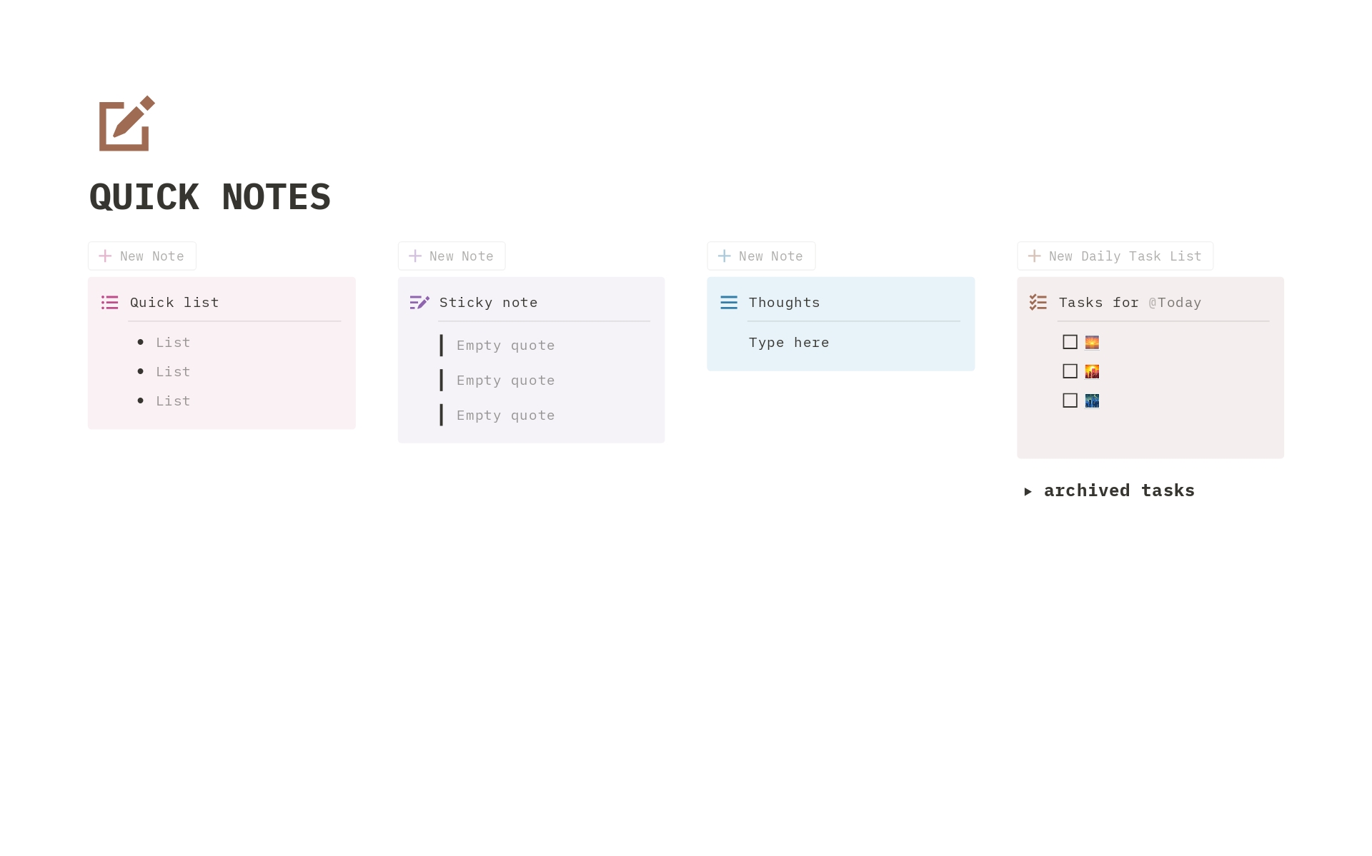 Quick Sticky Notes And Daily Tasks Template Notion Marketplace