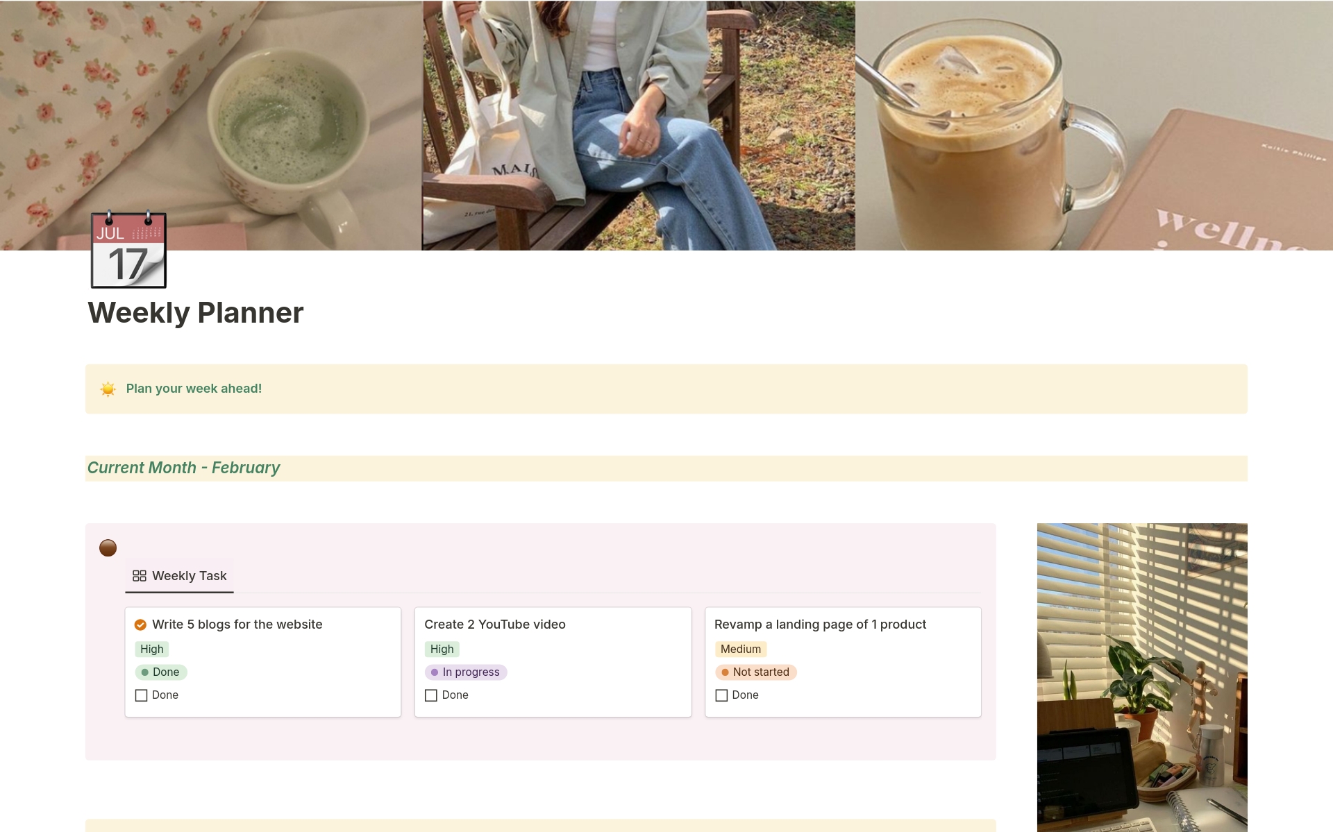 Weekly Planner Template by Ahoura | Notion Marketplace