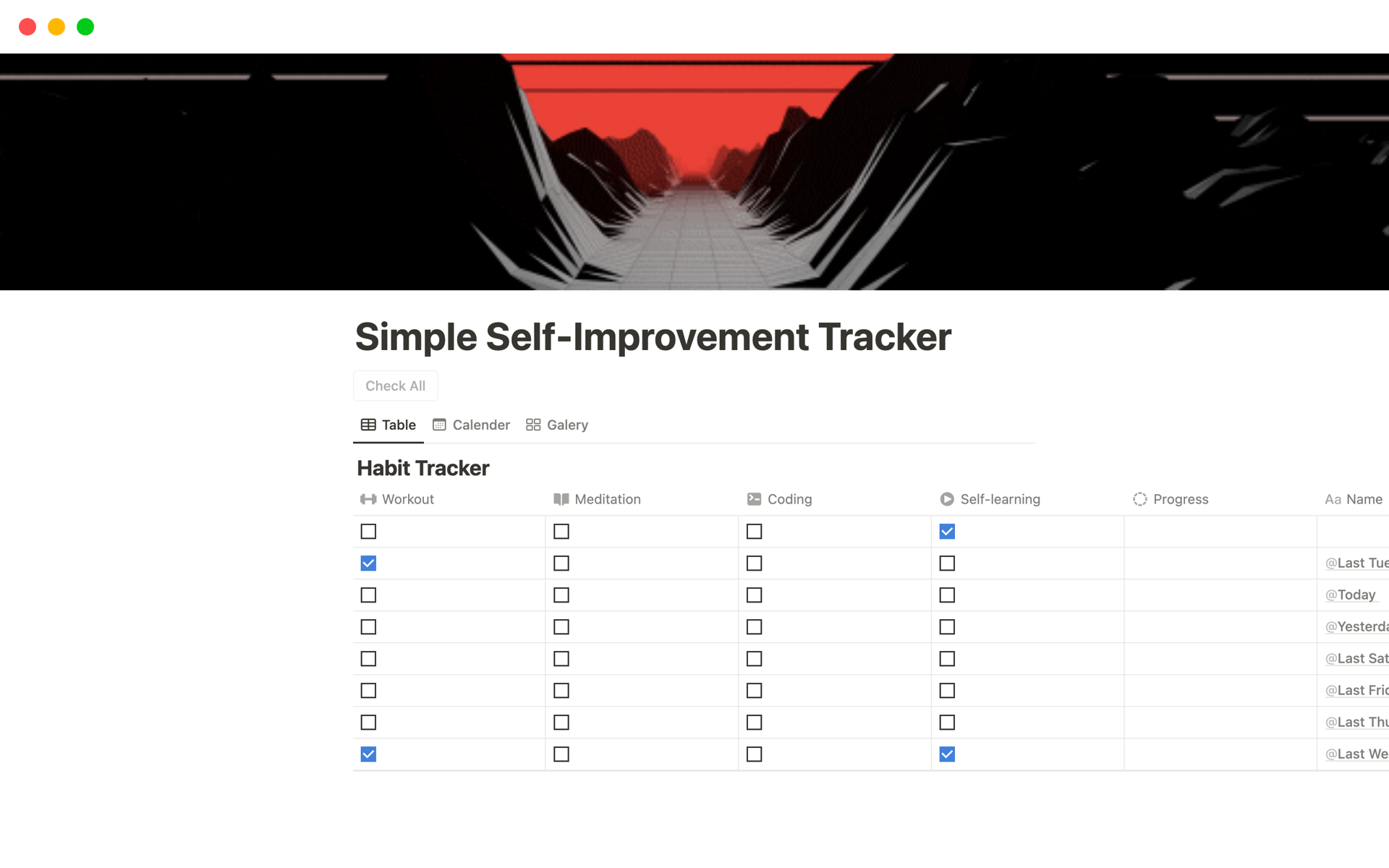 Simple Self-Improvement Tracker Template | Notion Marketplace