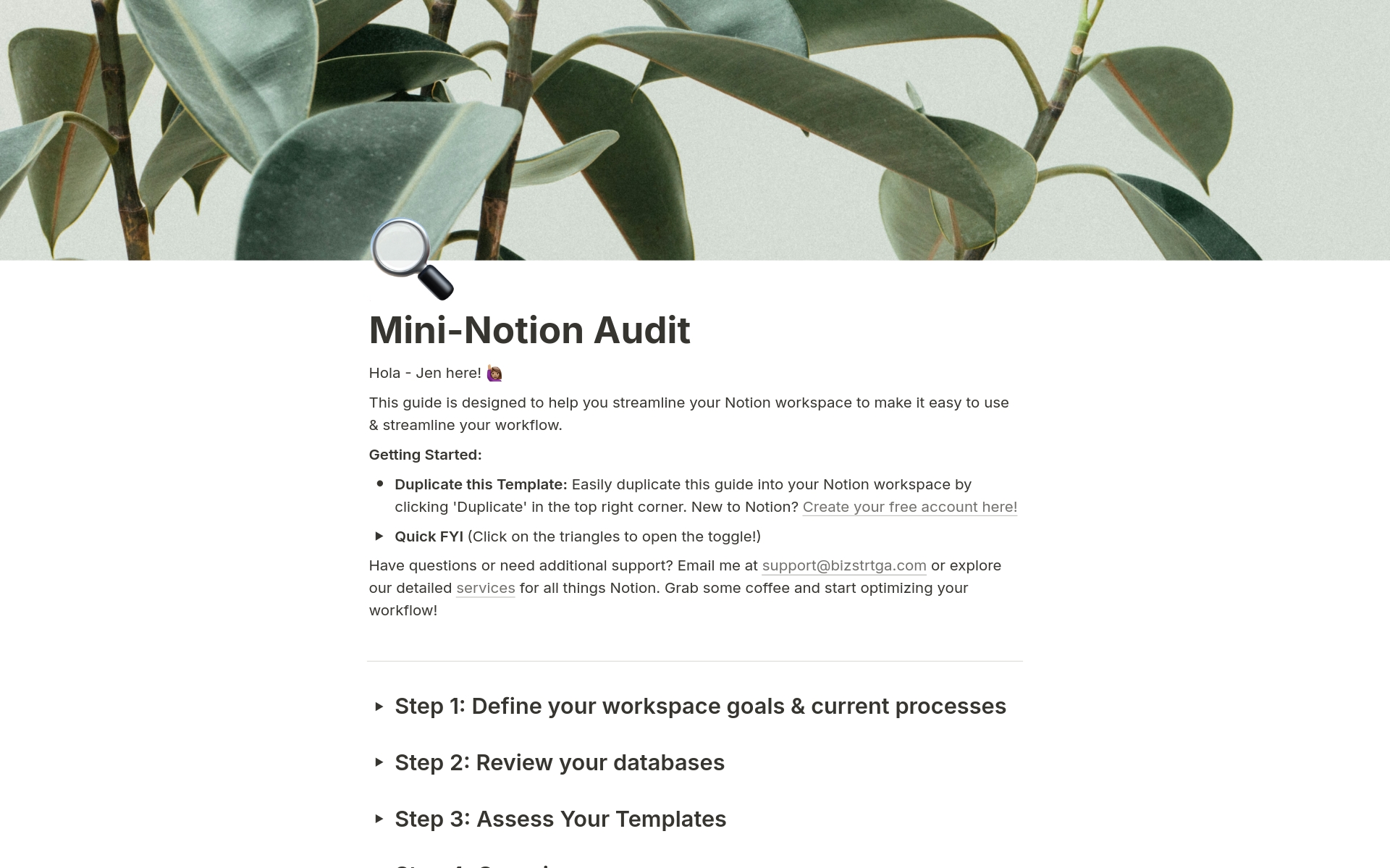 Mini Audit Guide Template by Jen Olivares-Pitchford | Notion Marketplace Mini Audit Guide Template by Jen Olivares-Pitchford | Notion Marketplace
