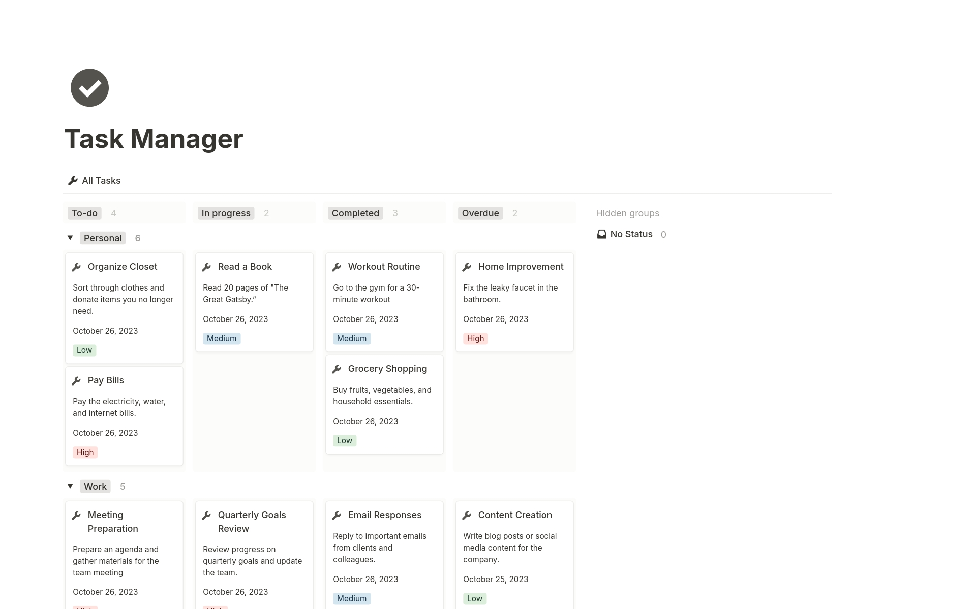 Task manager Template | Notion Marketplace