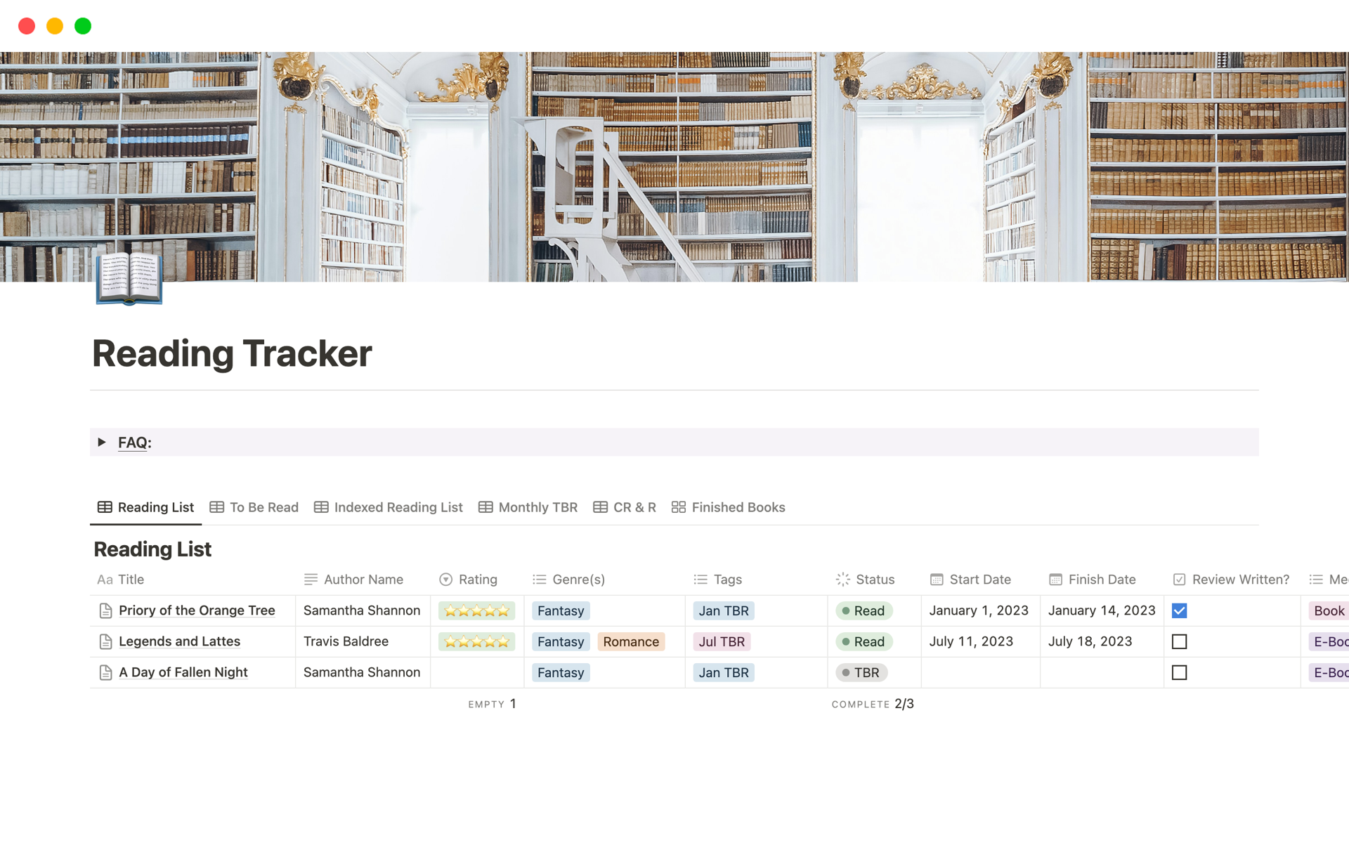 Reading Tracker Template | Notion Marketplace