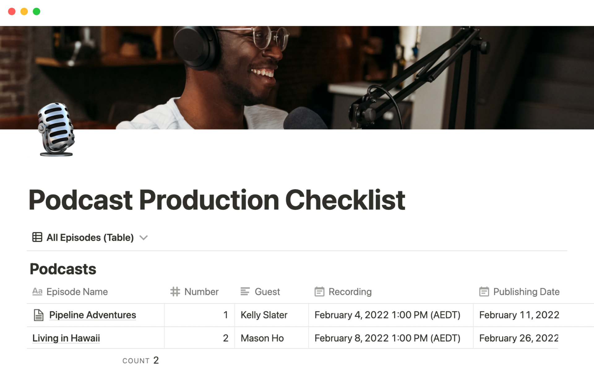 Podcast Production | Notion Template