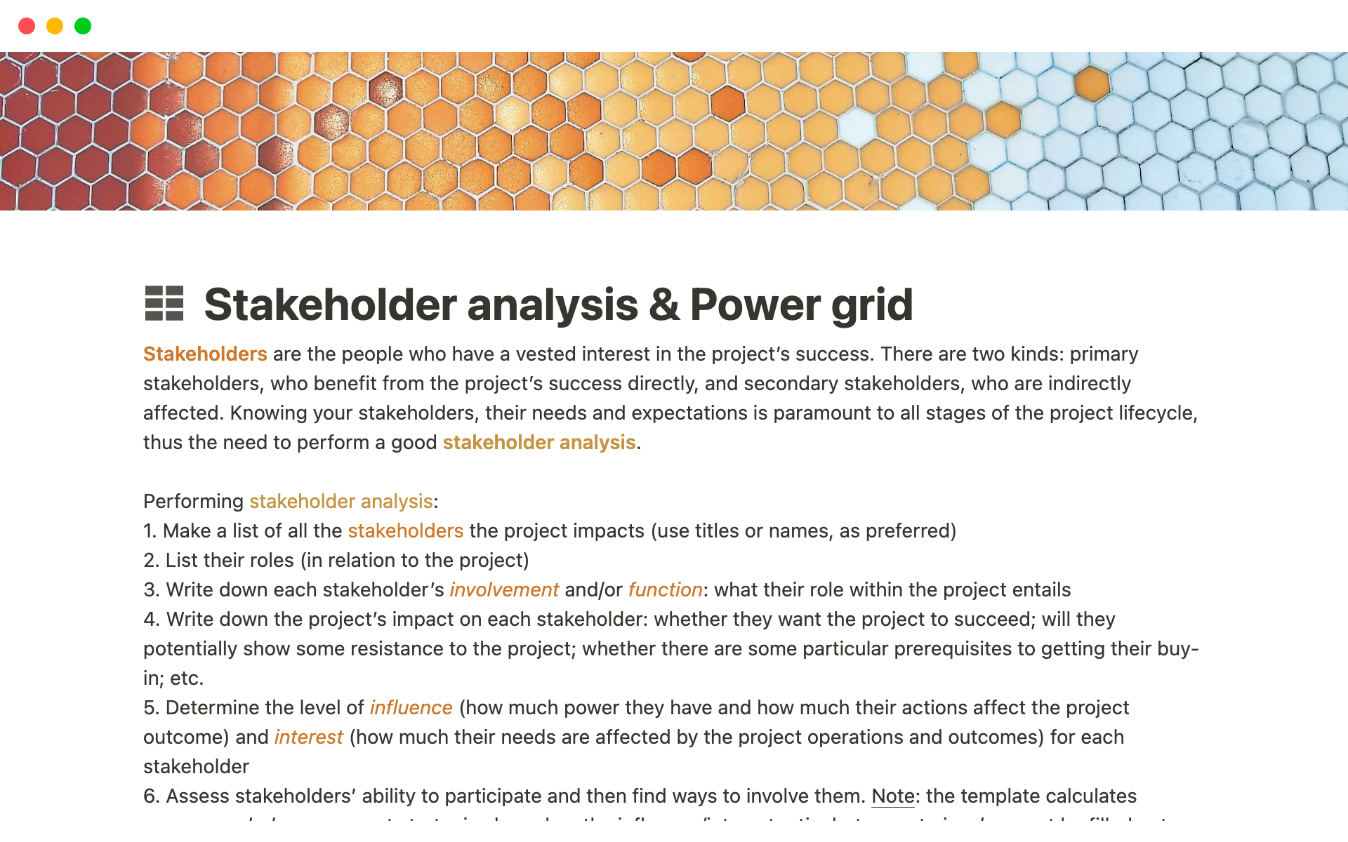 Stakeholder analysis & power grid Template | Notion Marketplace