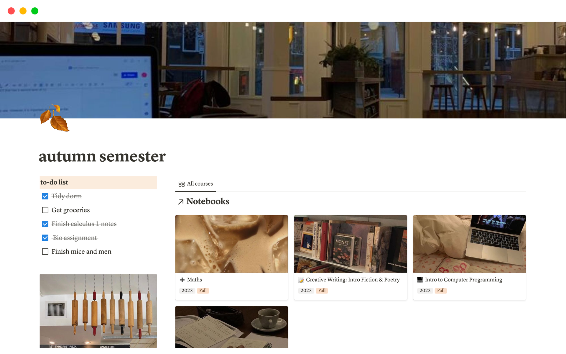 student autumn themed planner Template by Styled by Sakuranbo | Notion Marketplace