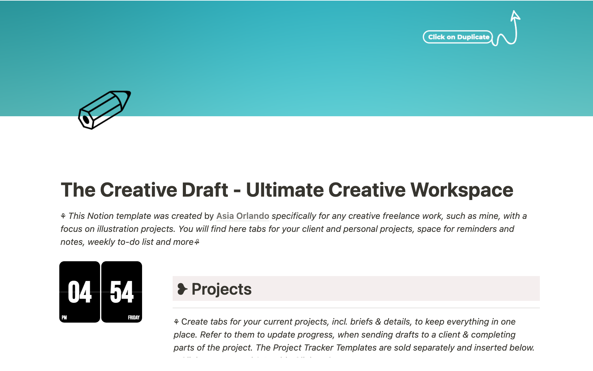 The Creative Draft - Ultimate Creative Workspace | Notion Template