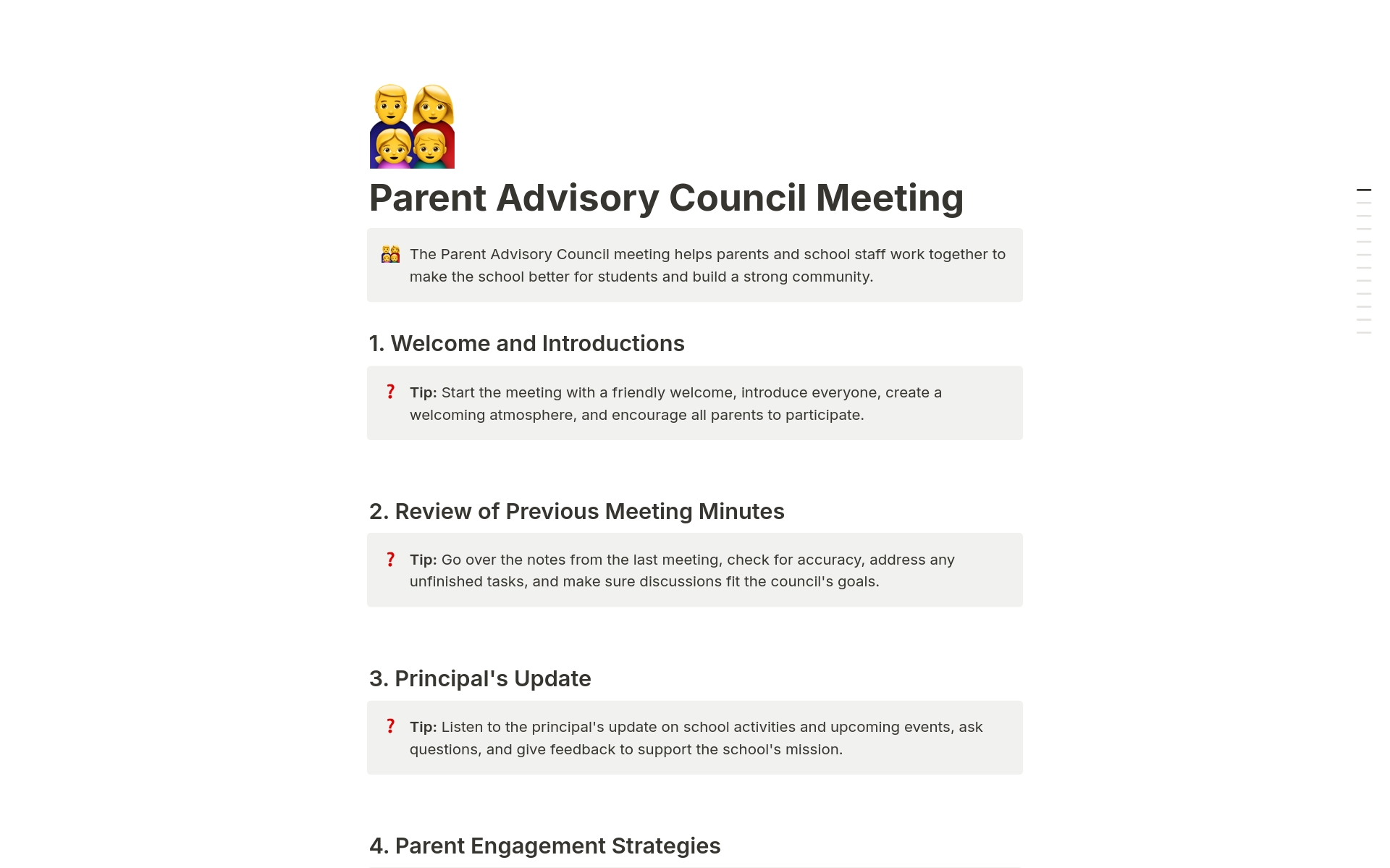 Parent Advisory Council Meeting | Notion Template Parent Advisory Council Meeting | Notion Template