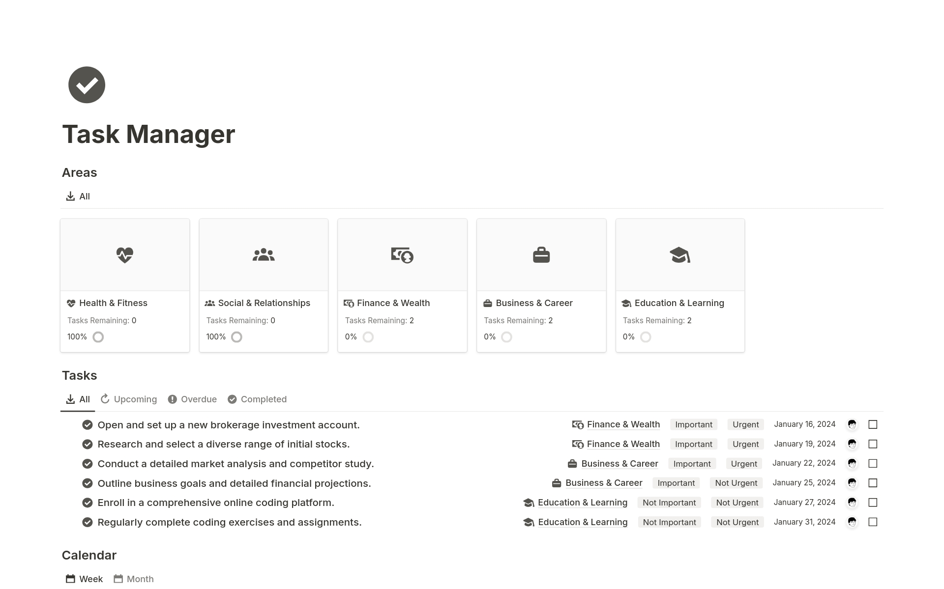 Simple Task Manager | Notion Template
