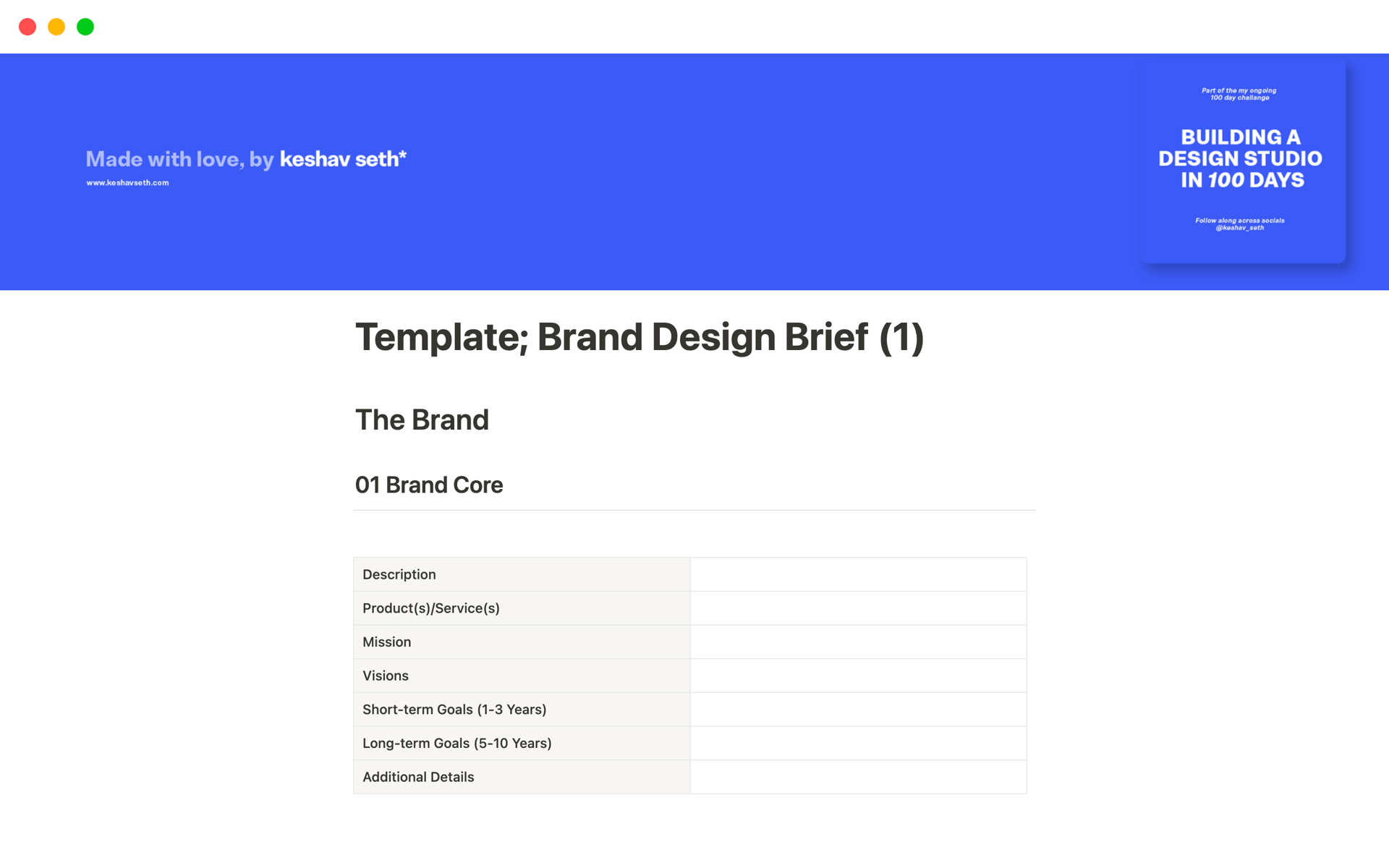 Brand Design Brief Template Notion Marketplace
