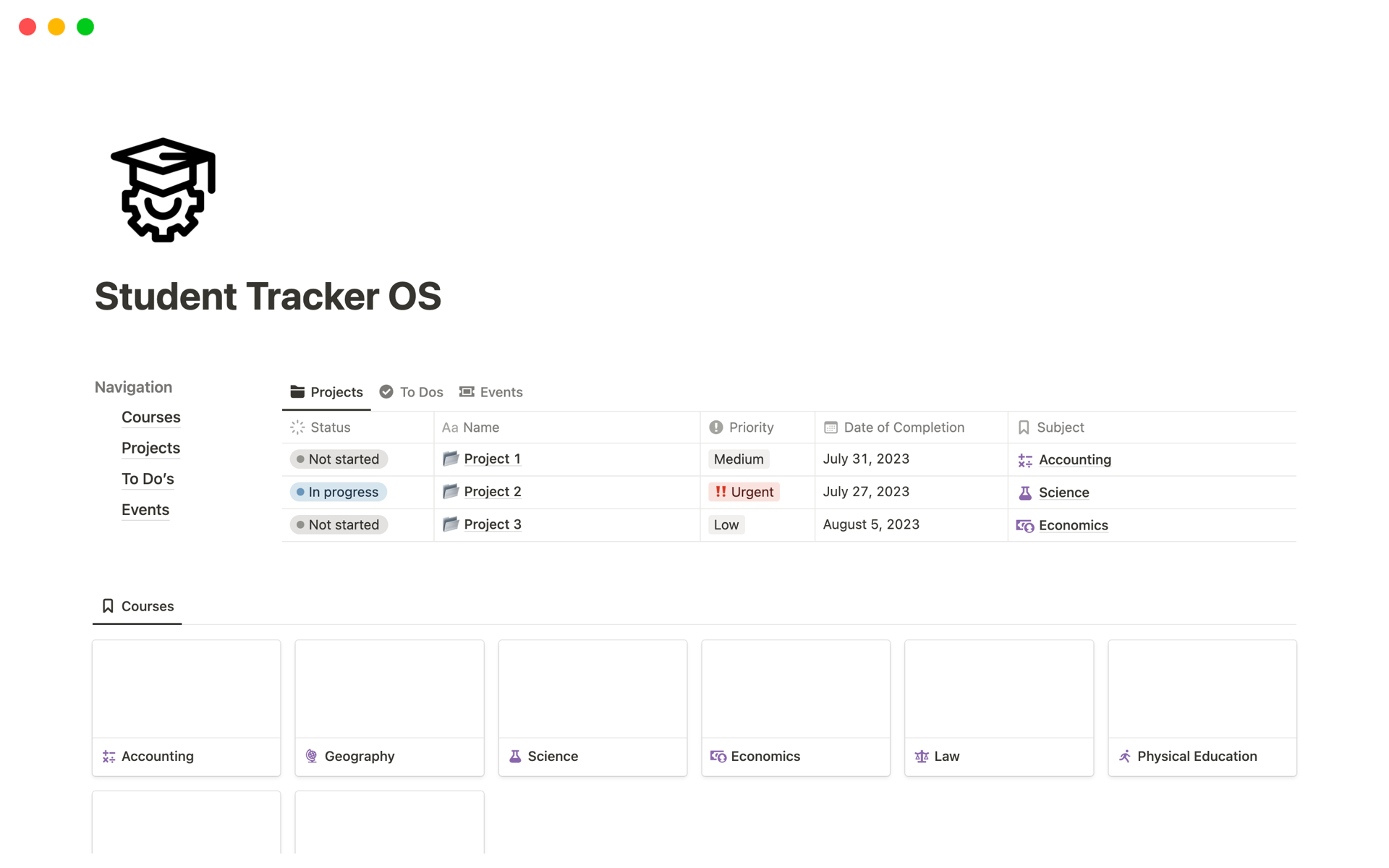 Student Tracker OS Template by Thesauros | Notion Marketplace